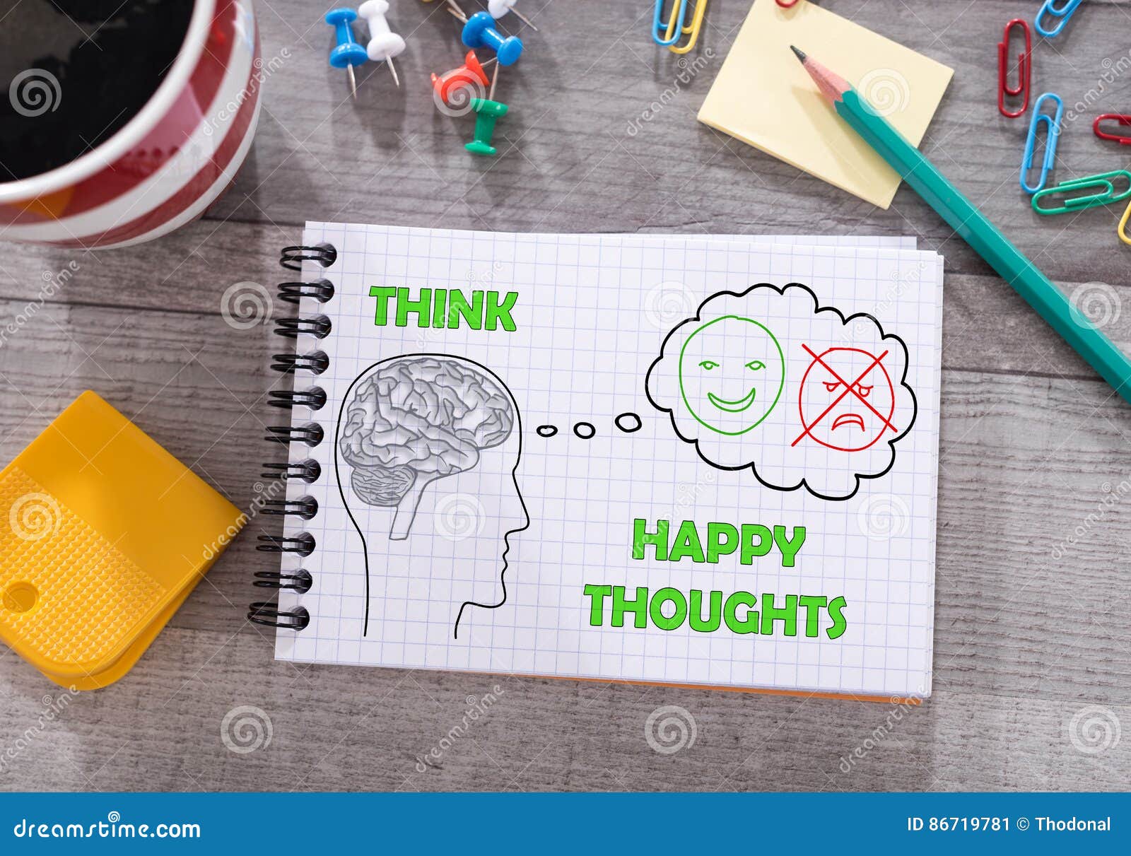 Happy Thoughts Concept on a Notepad Stock Image - Image of happy ...