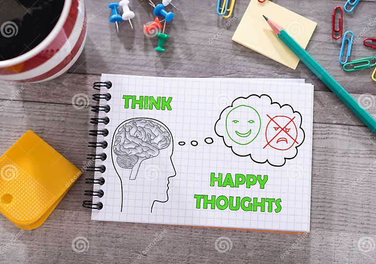 Happy Thoughts Concept on a Notepad Stock Image - Image of happy ...