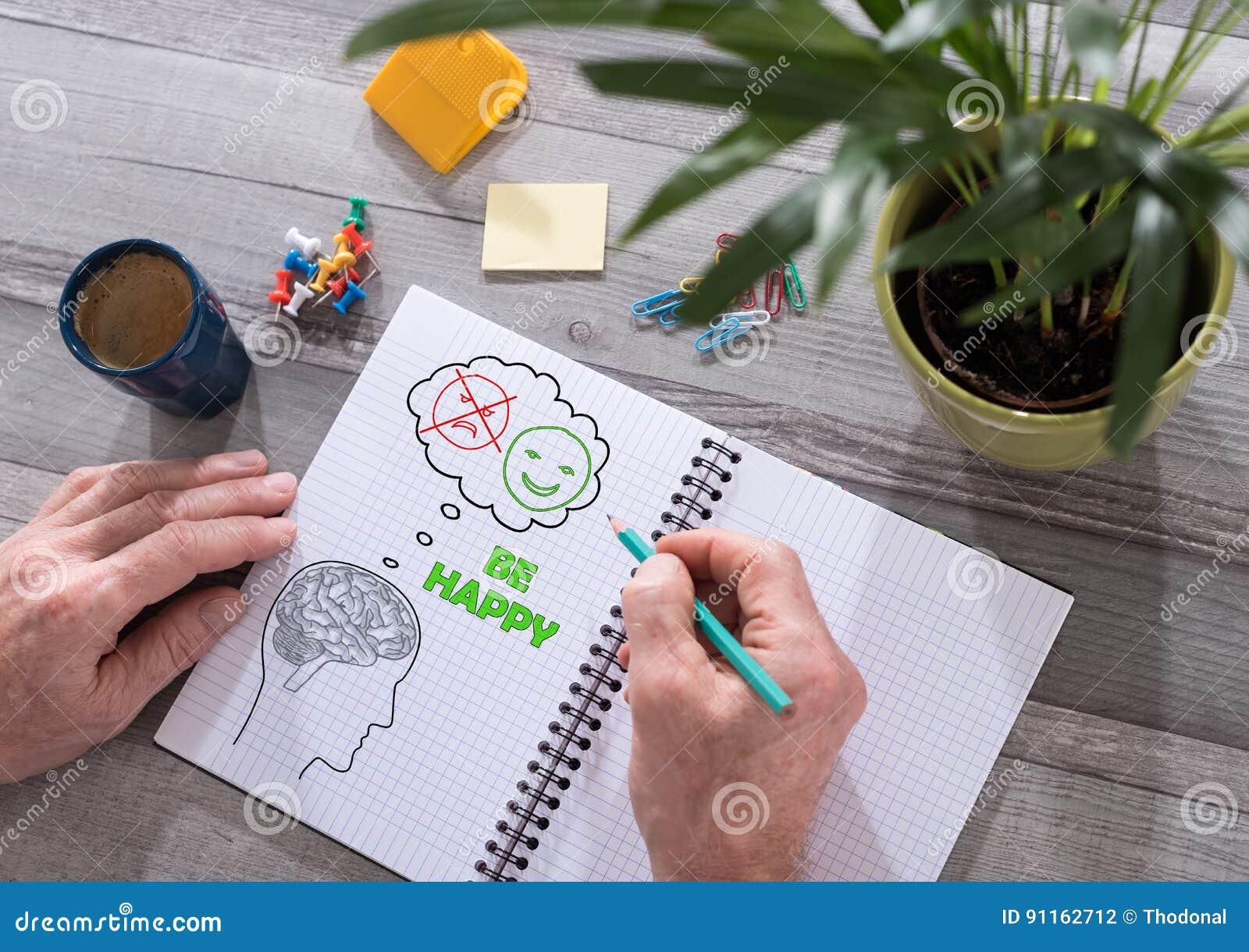 Happy Thoughts Concept on a Notepad Stock Photo - Image of life ...