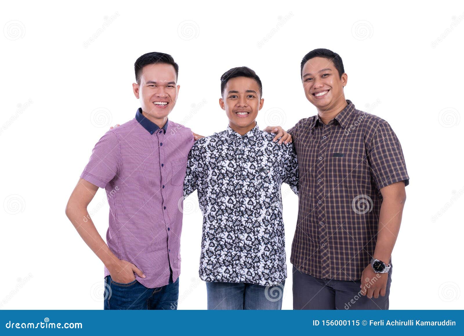 Happy Three Asian Man Embrace Stock Image - Image of learn, enjoy ...