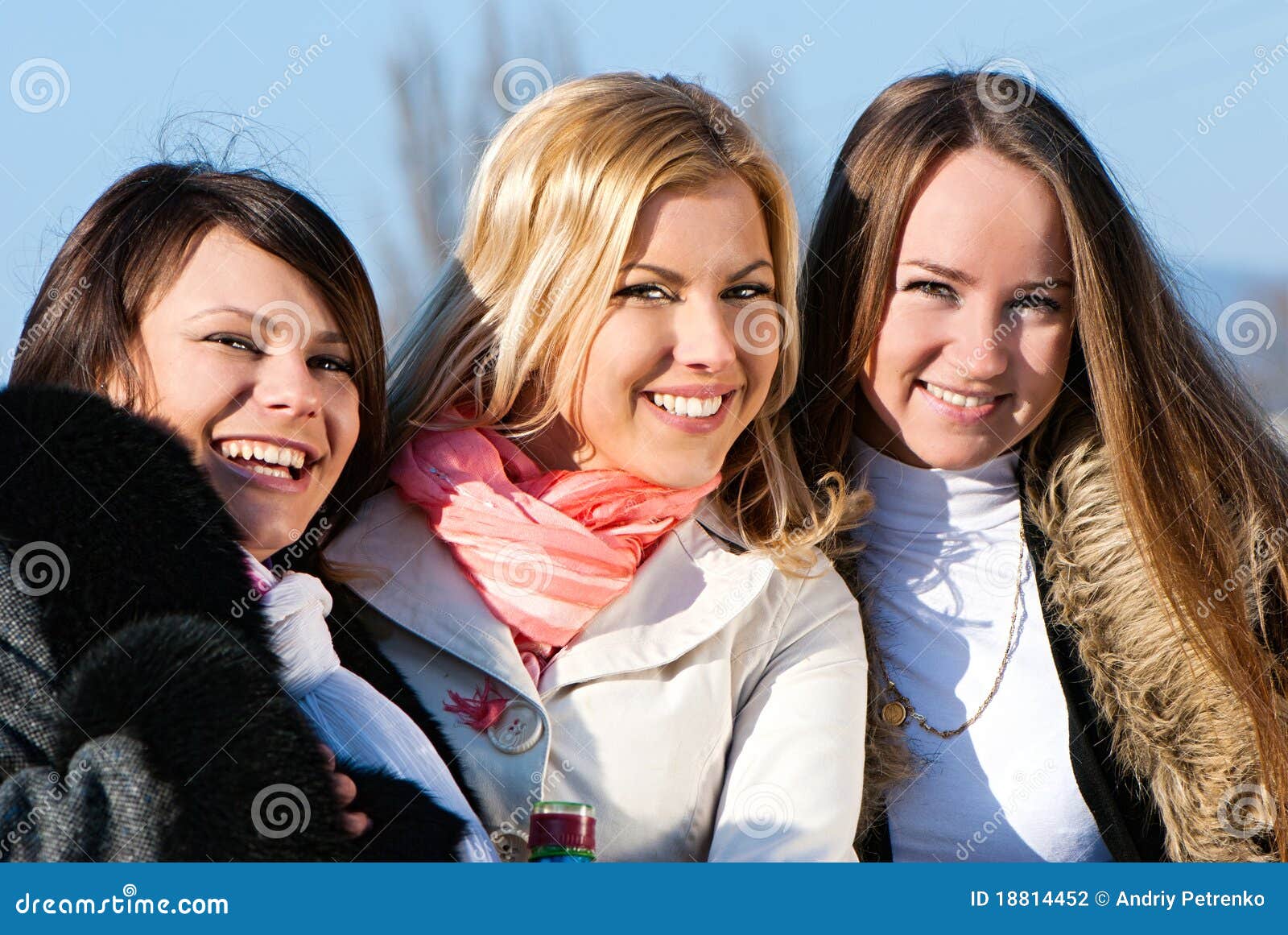 Happy Three Beautiful Young Women Stock Photo - Image of floral, adult ...