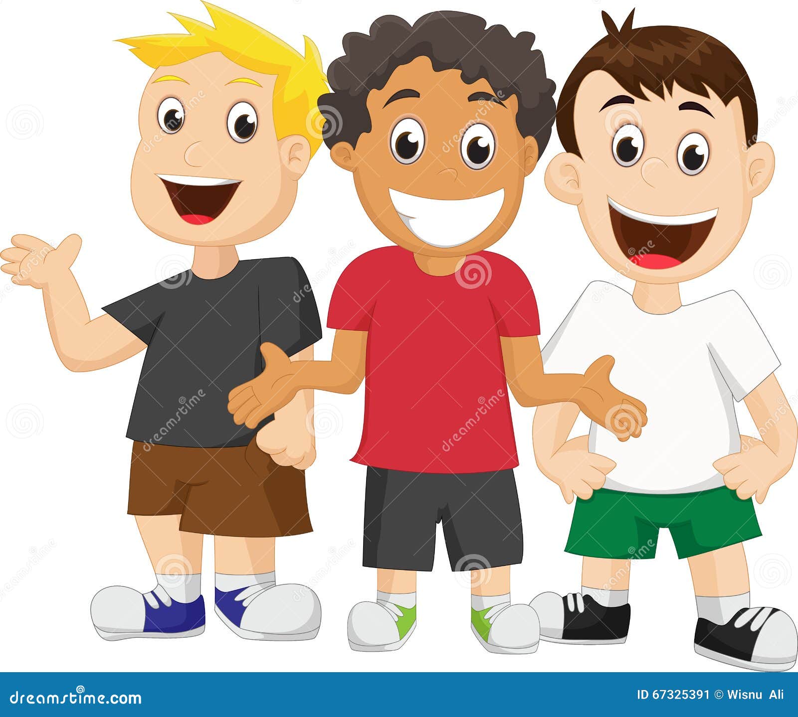 Happy Three Boys On White Background Cartoon Vector | CartoonDealer.com ...