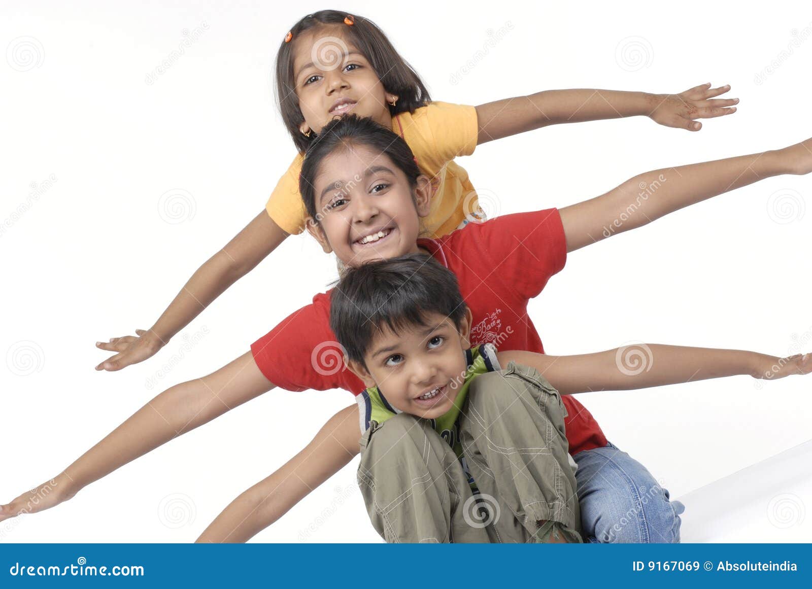 Happy three children stock image. Image of cheerful, india - 9167069