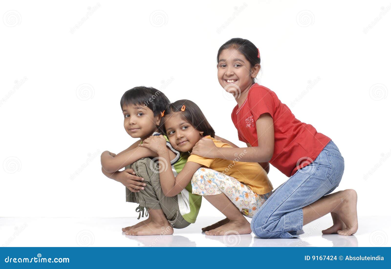 Happy three children stock photo. Image of little, sister - 9167424