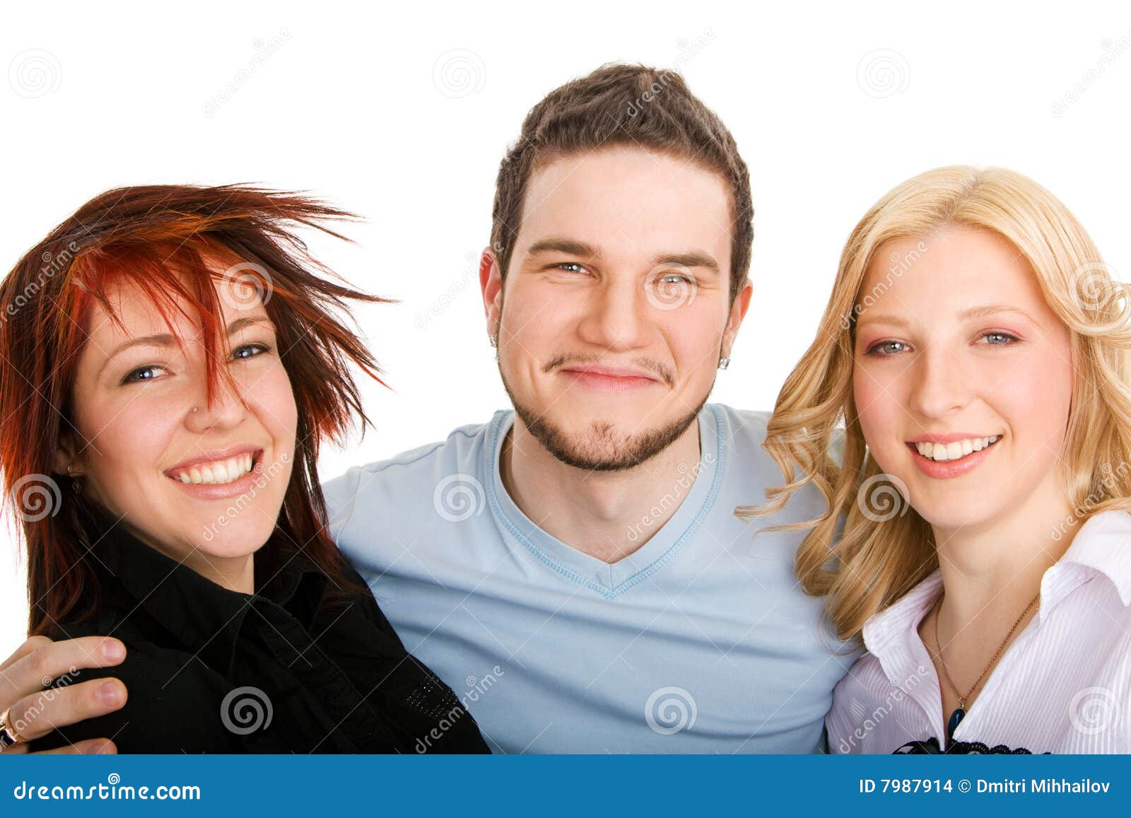 Happy three friends stock photo. Image of bonding, portrait - 7987914