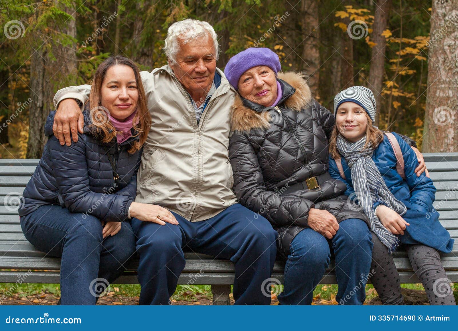 Happy Three Generations Family Outdoors Stock Photo - Image of ...