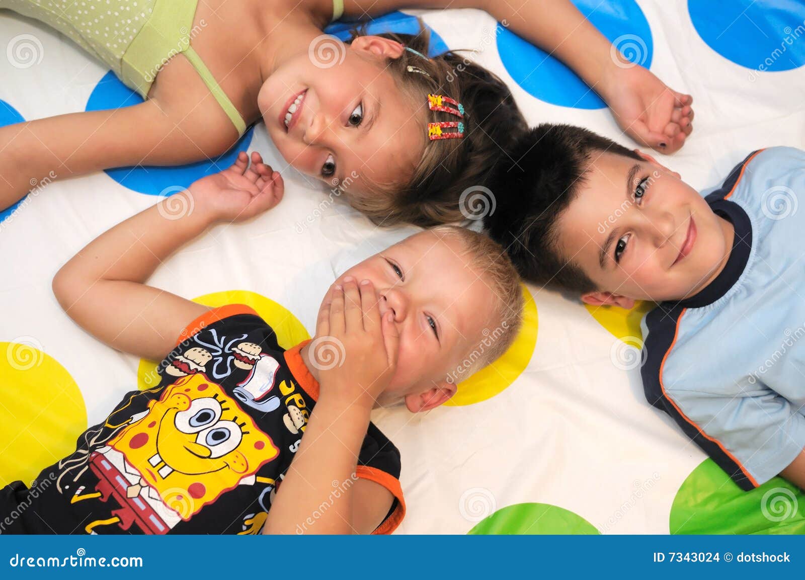 Happy Three Kids Playing Together Stock Photo - Image of game, indoor ...