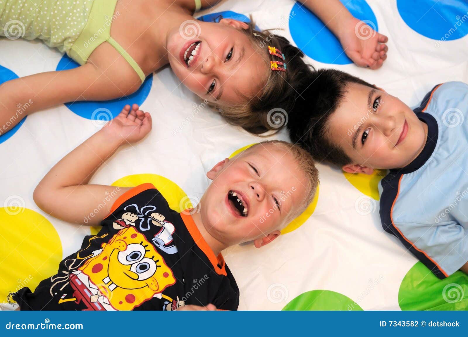 Happy Three Kids Playing Together Stock Photo - Image of youth, view ...