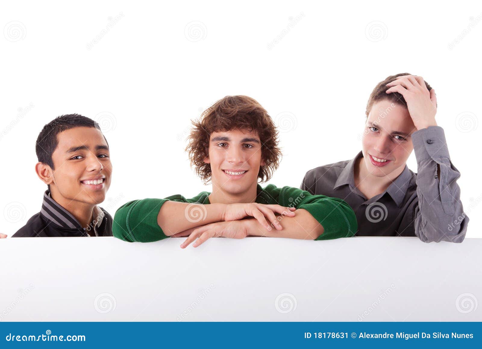 Happy Three Young, of Different Colors Man Stock Image - Image of ...