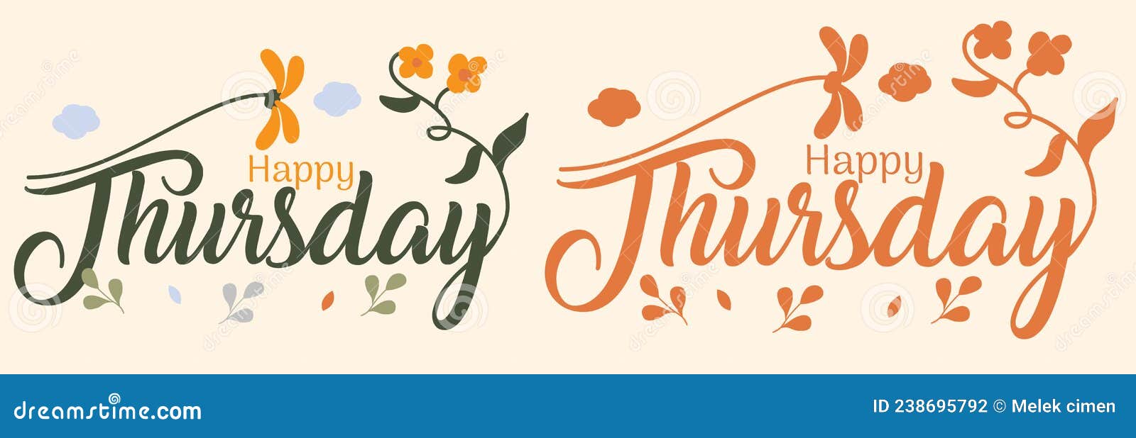 Happy Thursday Handwritten Floral Illustrations Decorated Design Stock ...
