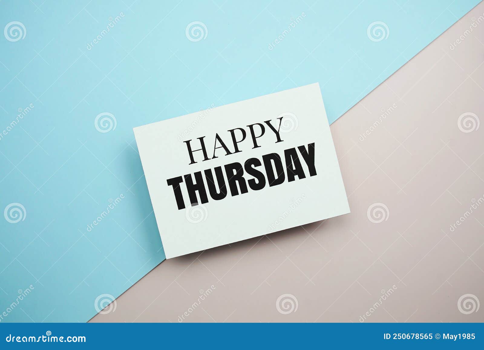 Happy Thursday Text Message on Blue and Pink Background Stock Image ...