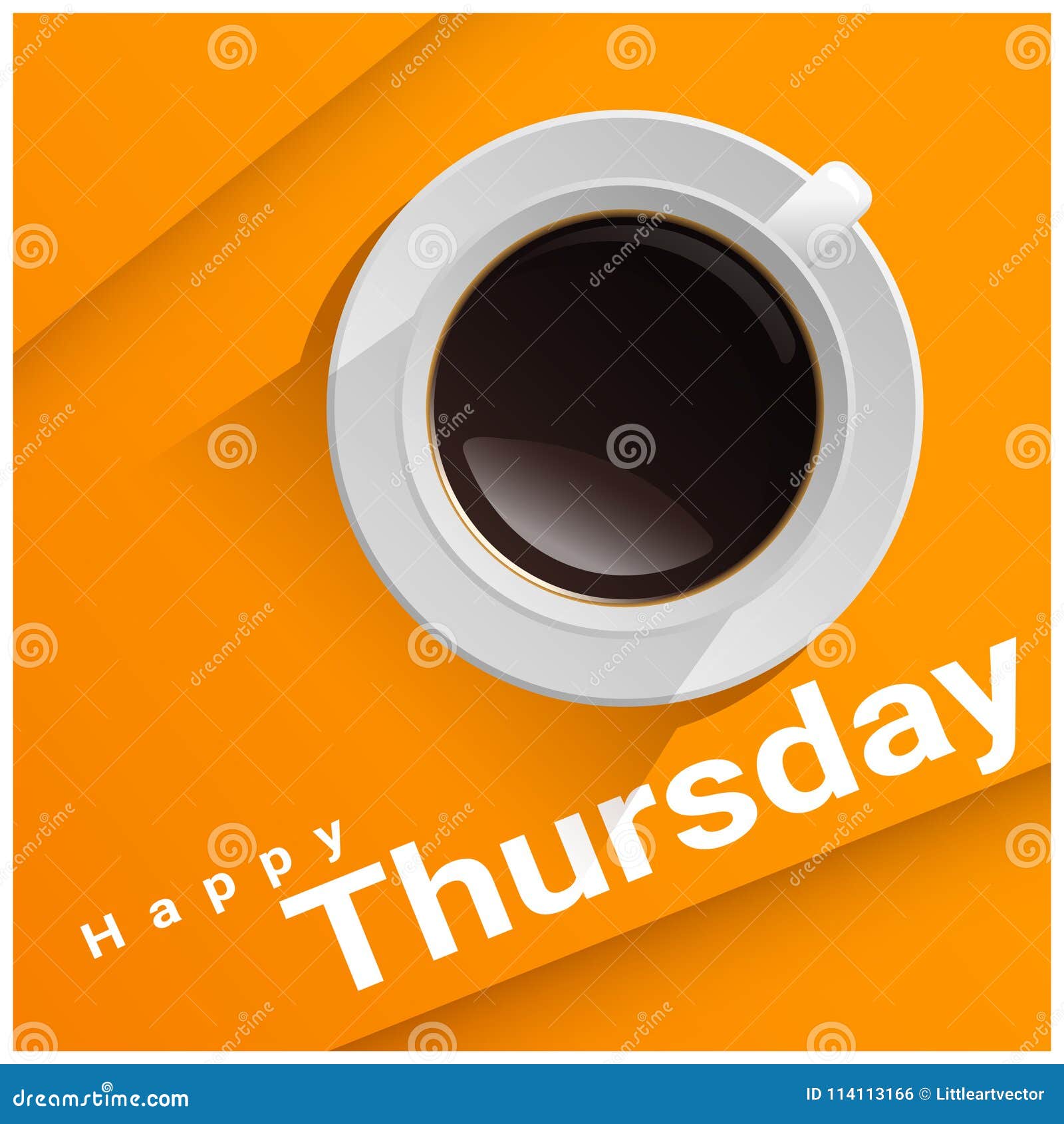 Happy Thursday with Top View of a Cup of Coffee on Orange Background ...