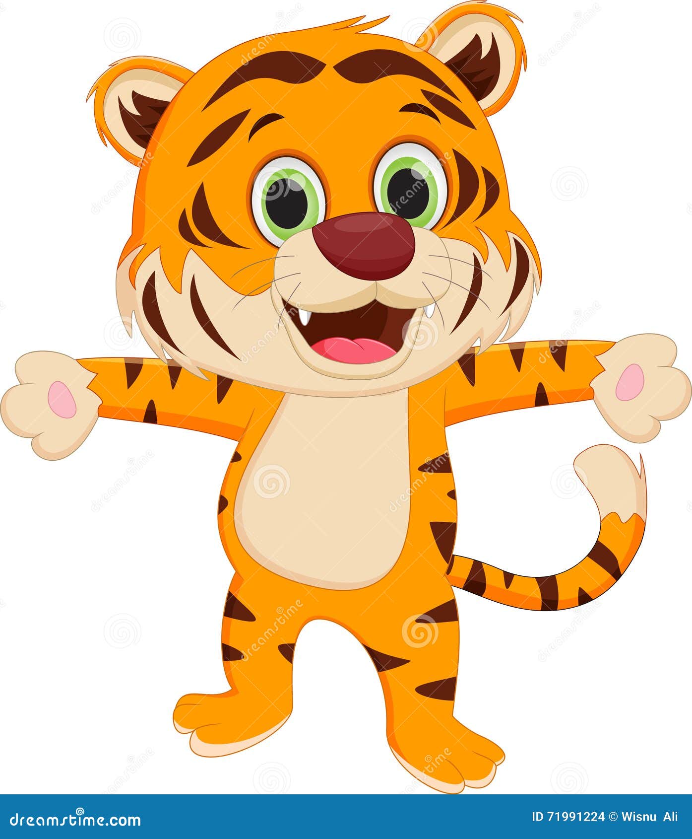 Happy tiger cartoon stock vector. Illustration of children - 71991224