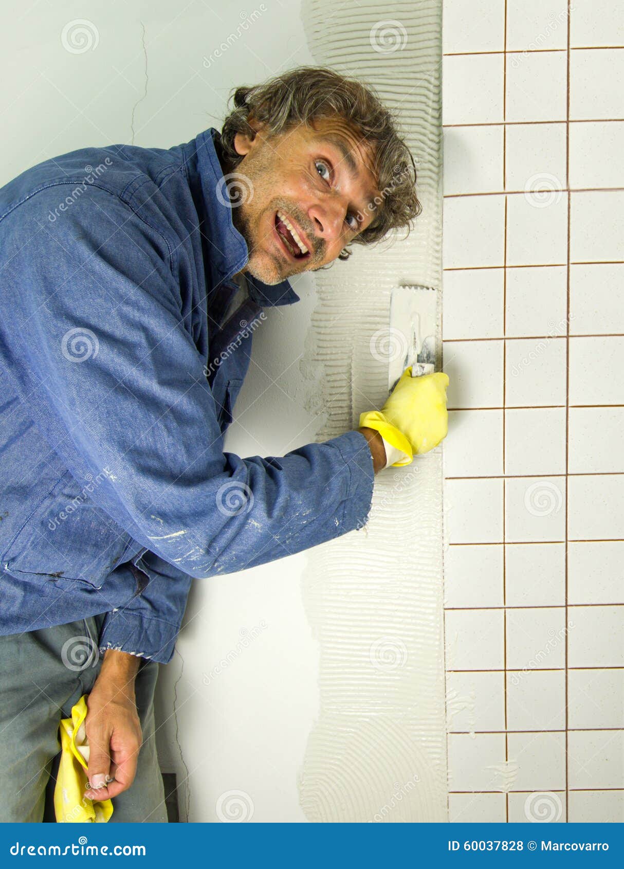 Happy tiler stock photo. Image of indoor, profession - 60037828