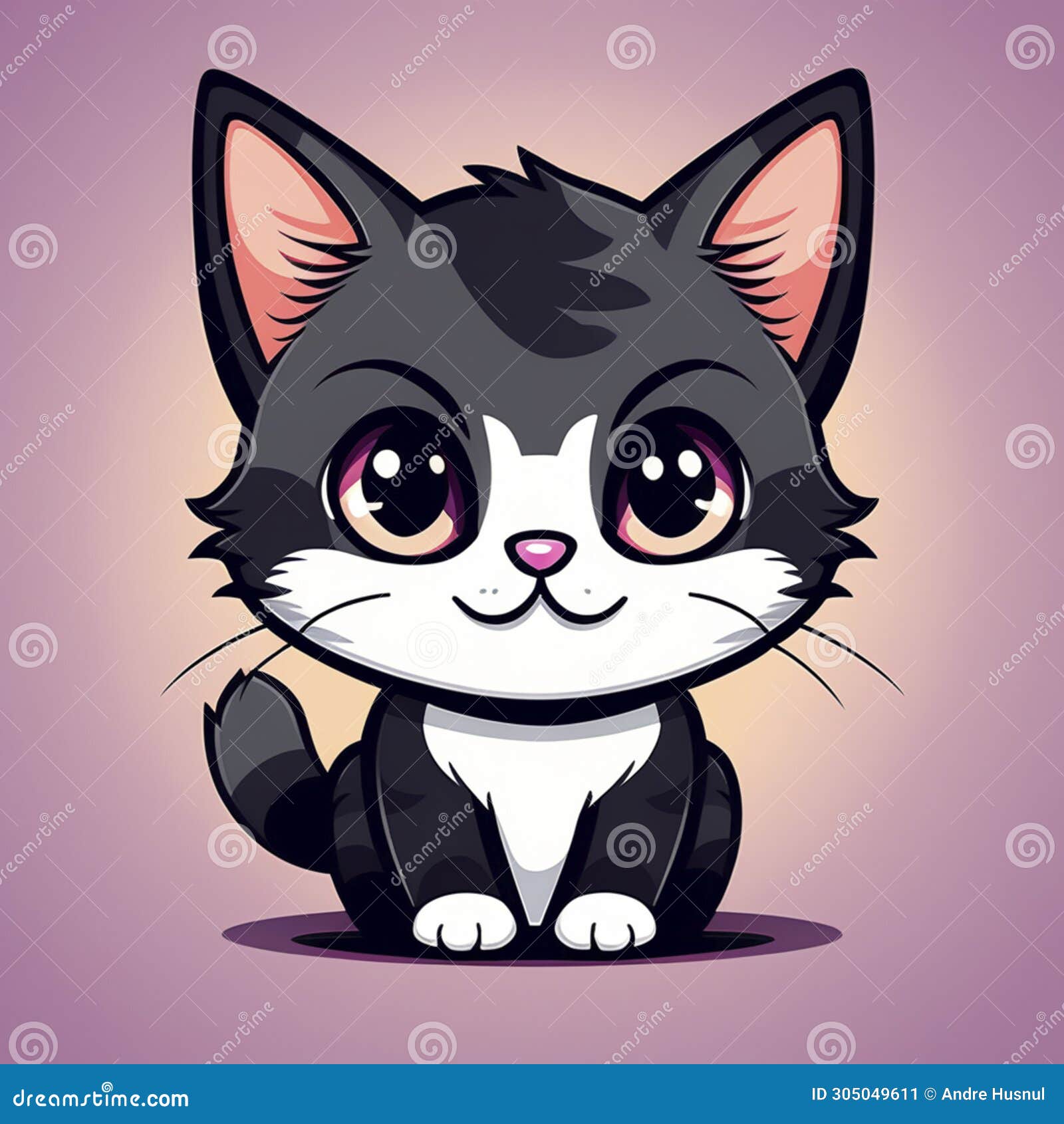 Happy Cute Cat Cartoon Illustration Stock Illustration - Illustration ...
