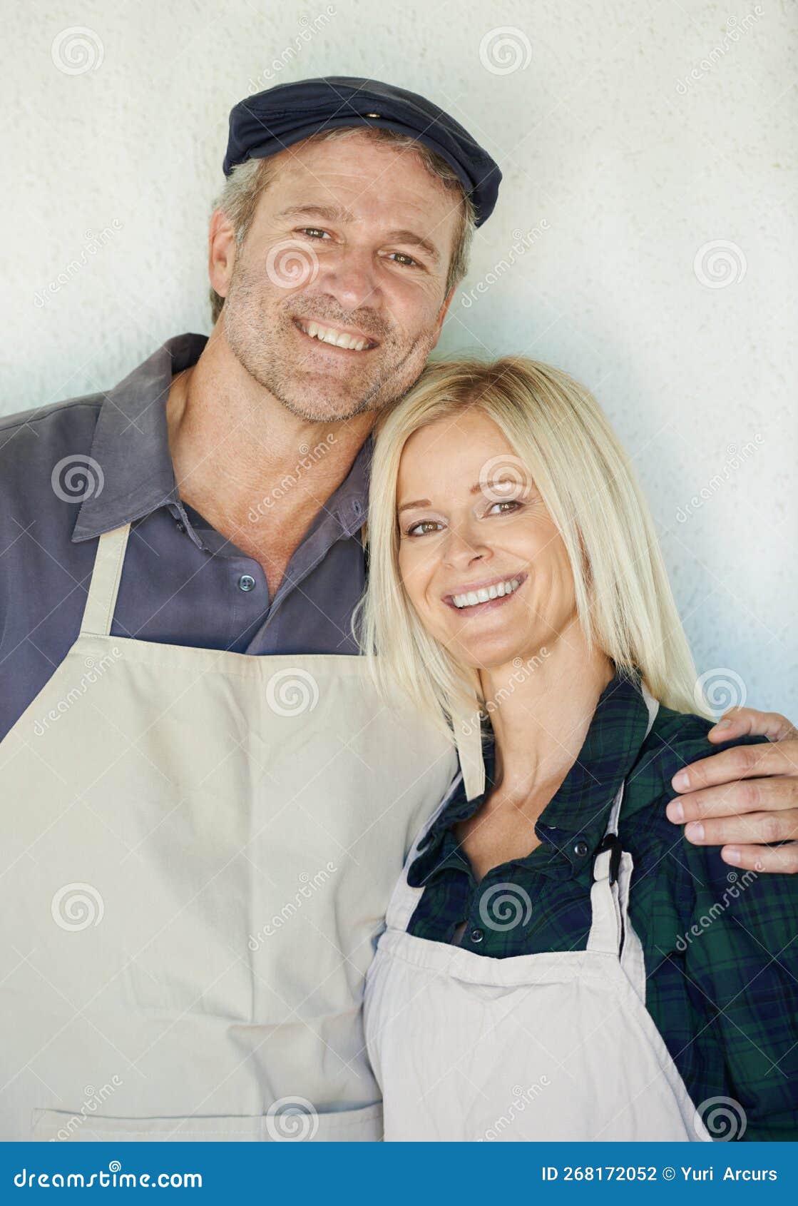 Happy To Share the Same Interests. a Farmer and His Wife Standing in ...