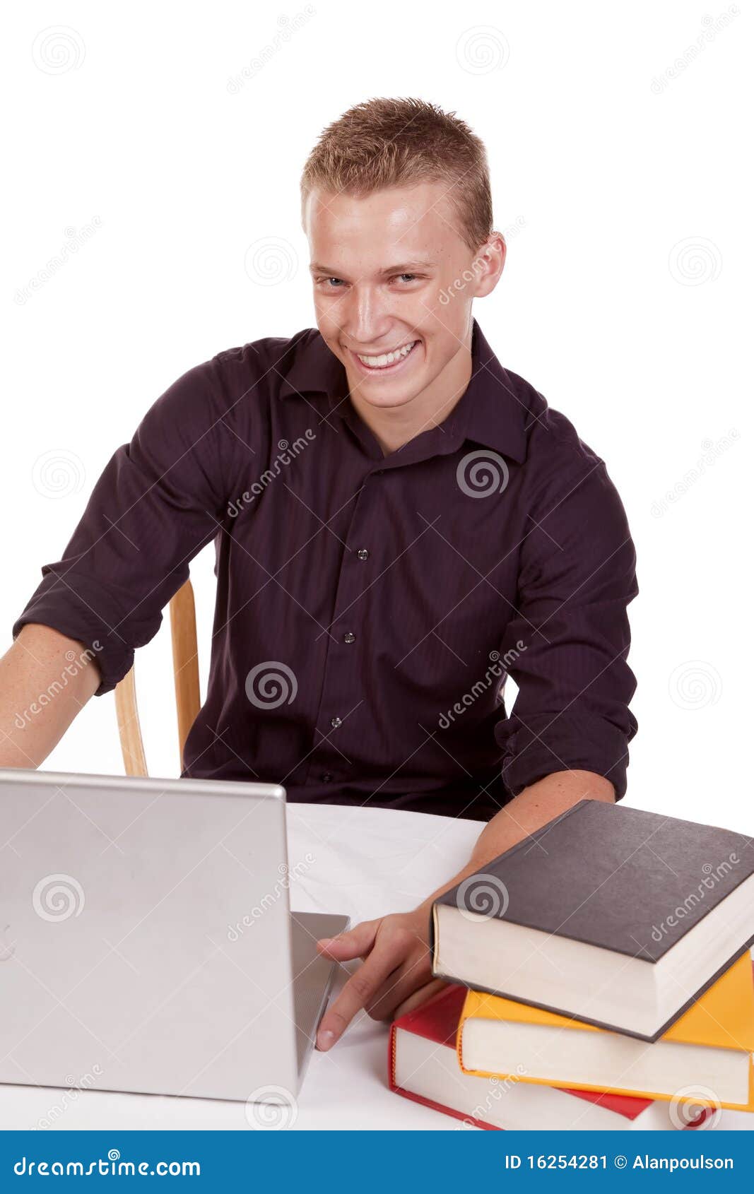 Happy to study laptop stock image. Image of study, knowledge - 16254281