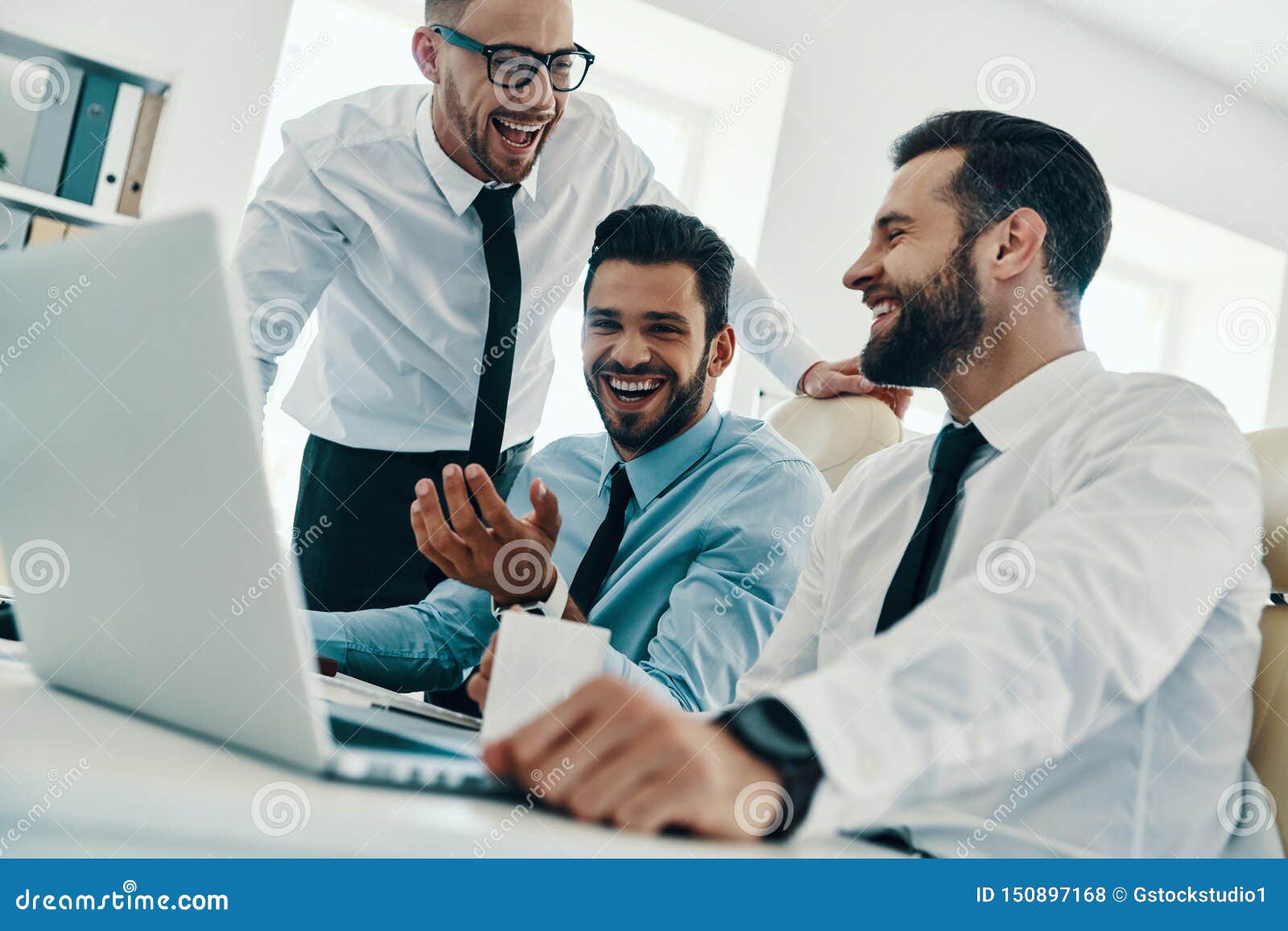 Happy to work together. stock photo. Image of exchange - 150897168