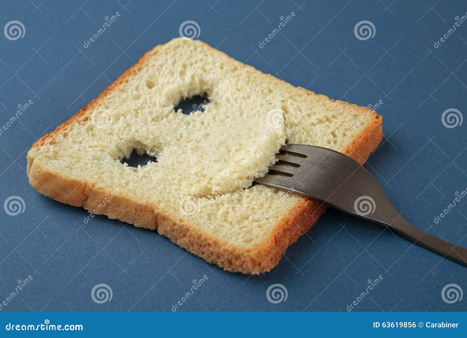 Happy Toast with a Fork in Her Mouth Stock Photo - Image of board ...