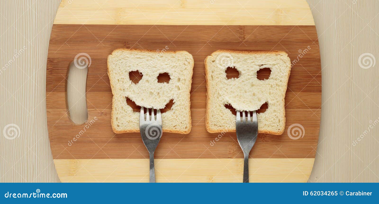 Happy Toast with a Fork in Her Mouth Stock Image - Image of food, happy ...