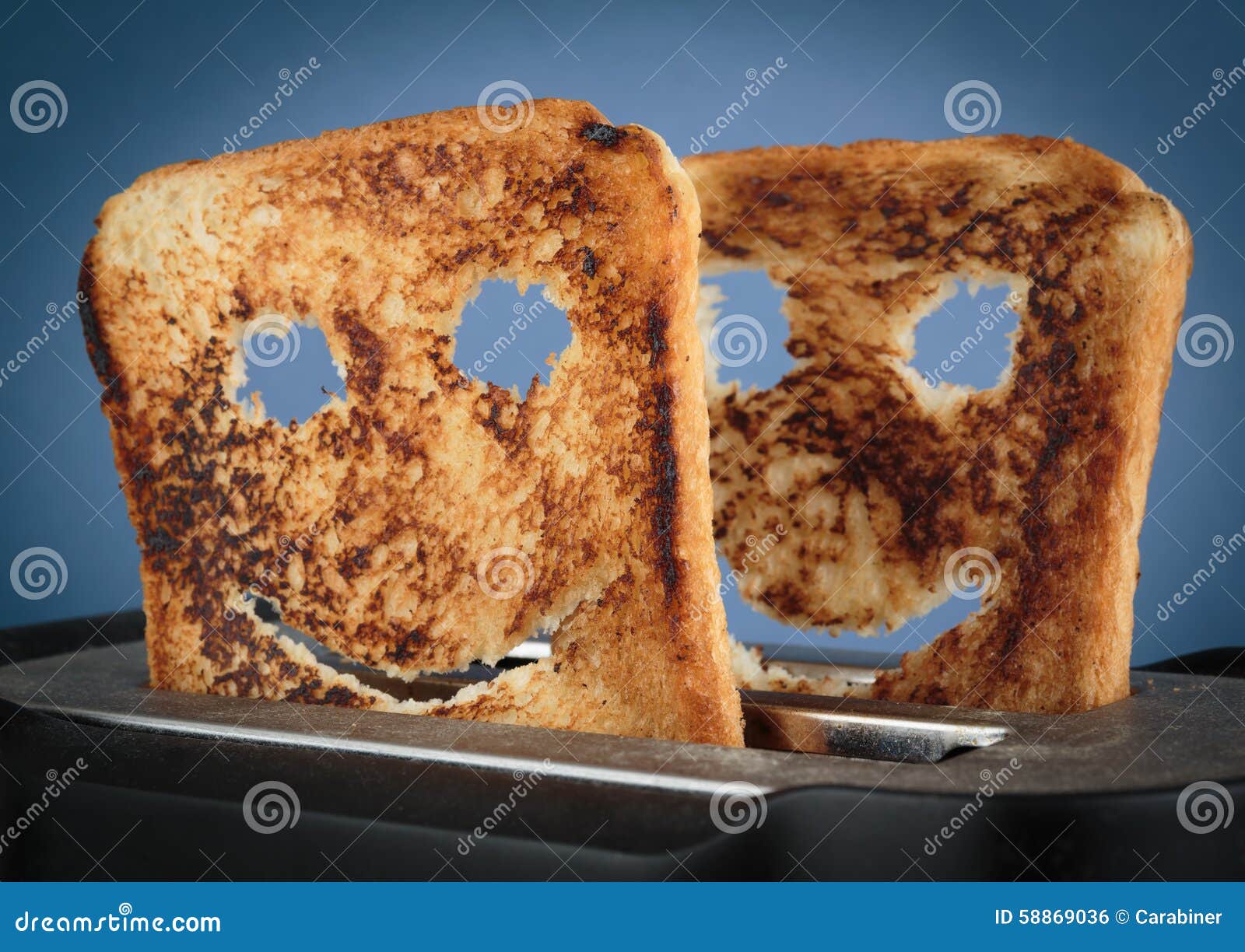 Happy Toast in a Toaster in the Kitchen Stock Photo - Image of ...