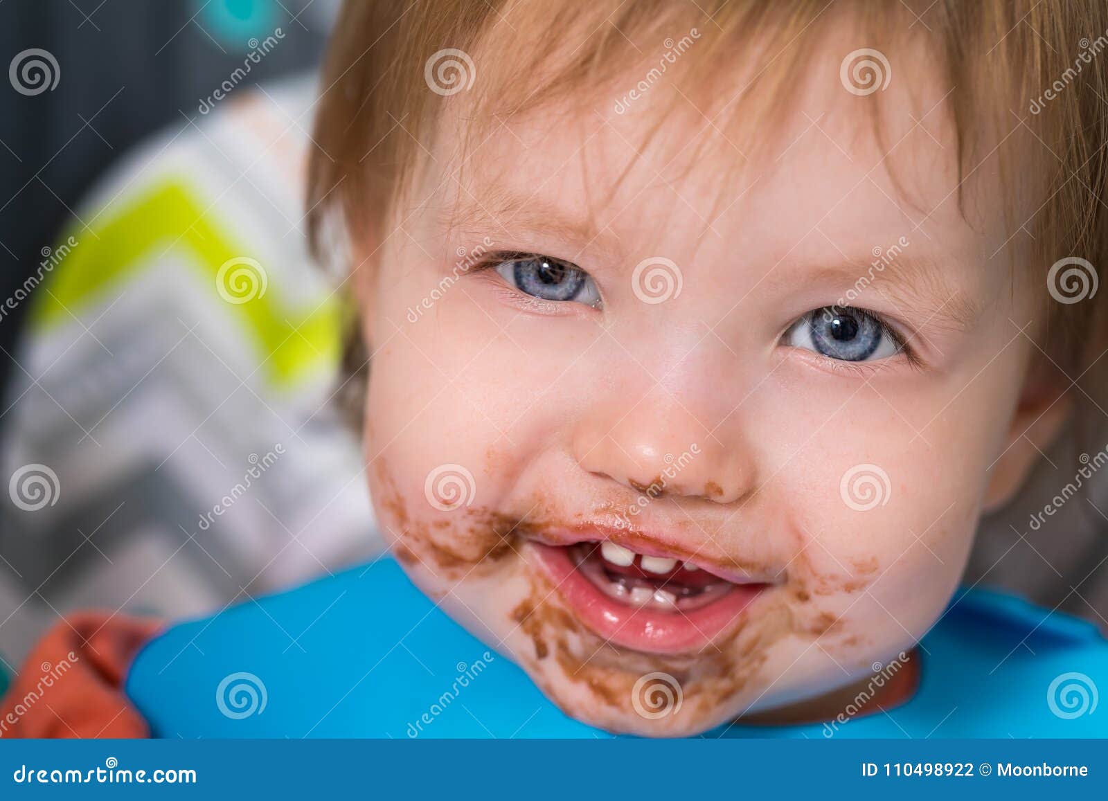 Smiling Chocolate Face Toddler Stock Photo - Image of learning, girl ...