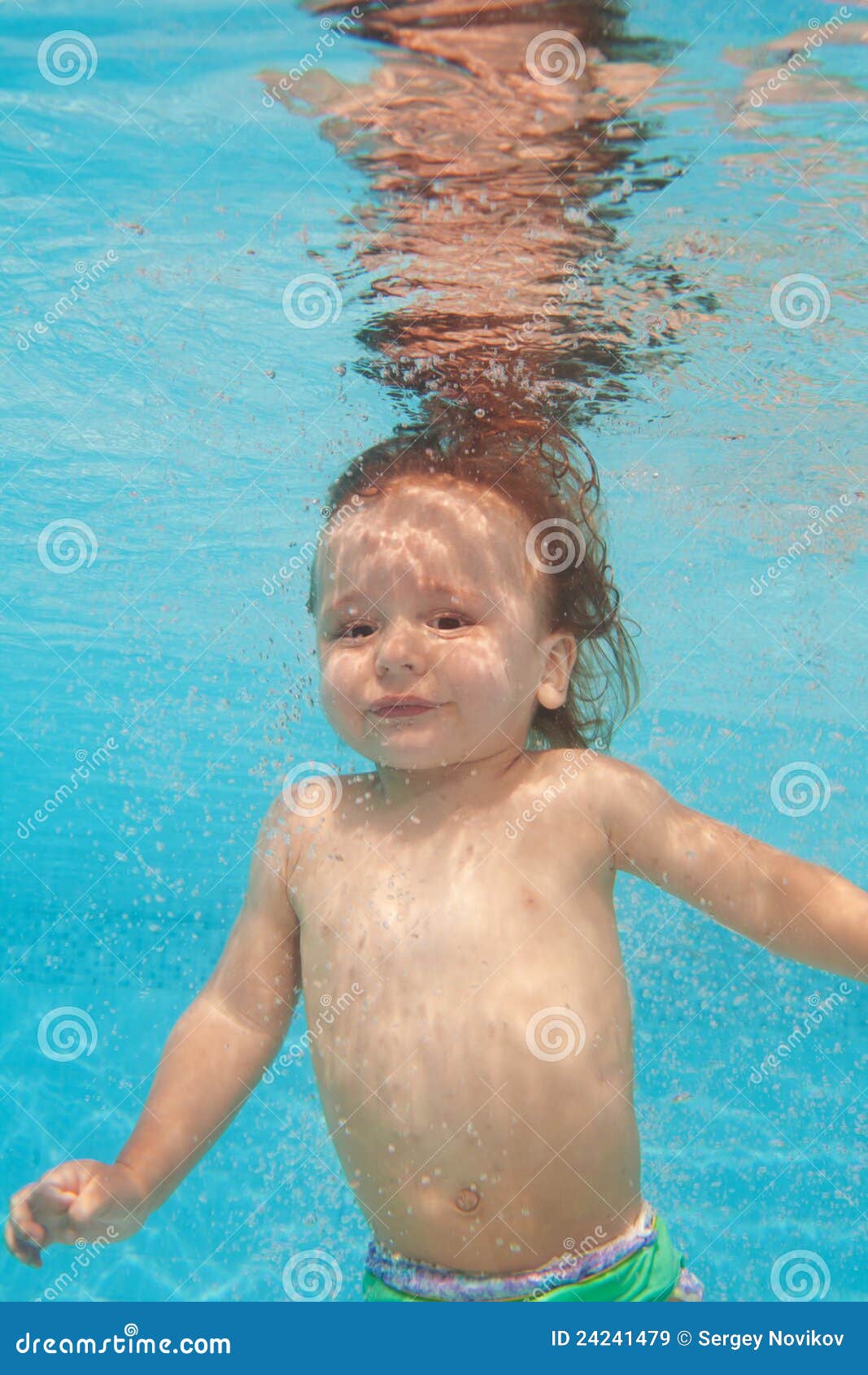 Happy Toddler Kid Diving Under Water Stock Image - Image of male ...