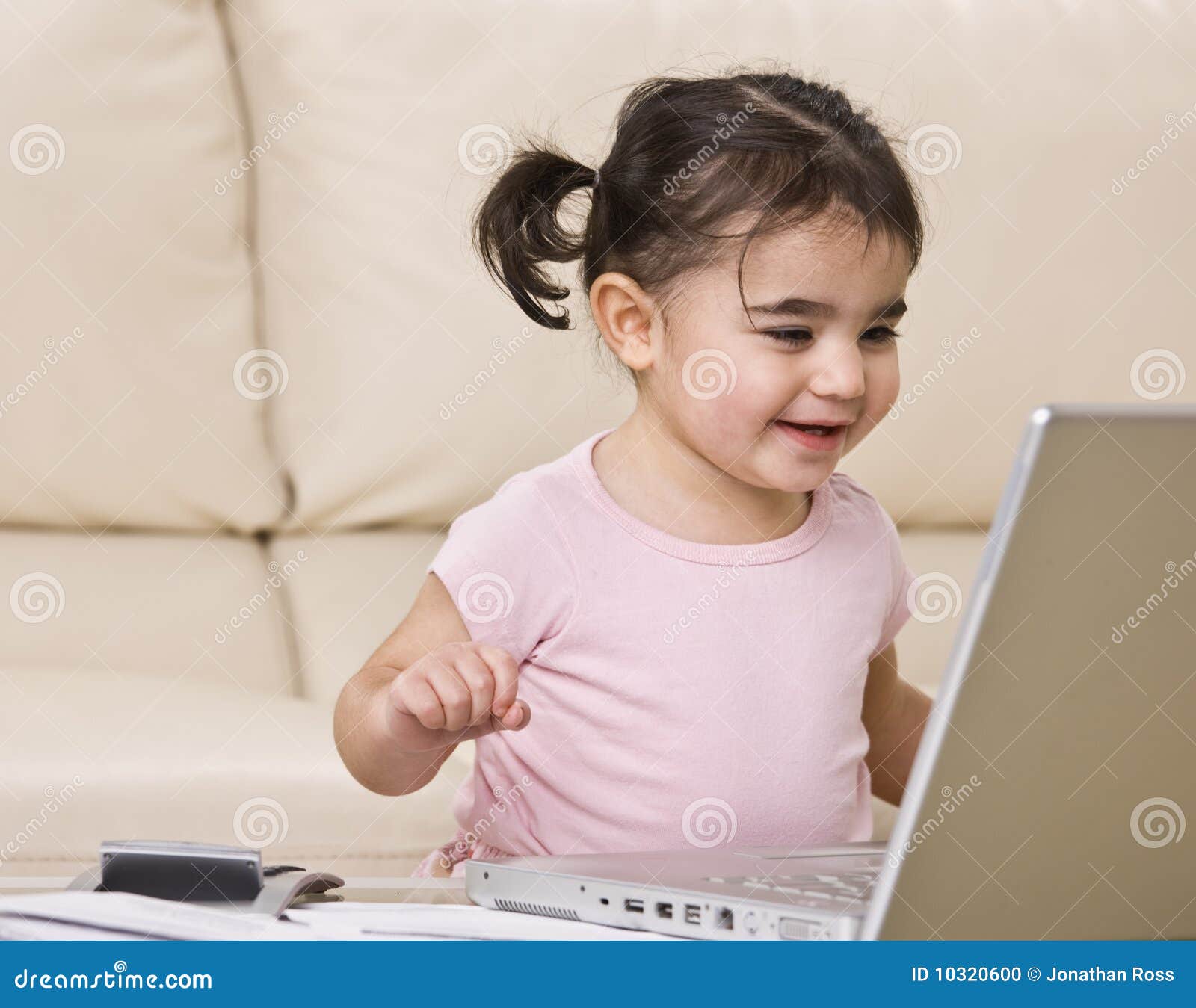Happy Toddler with Laptop stock photo. Image of laughing - 10320600