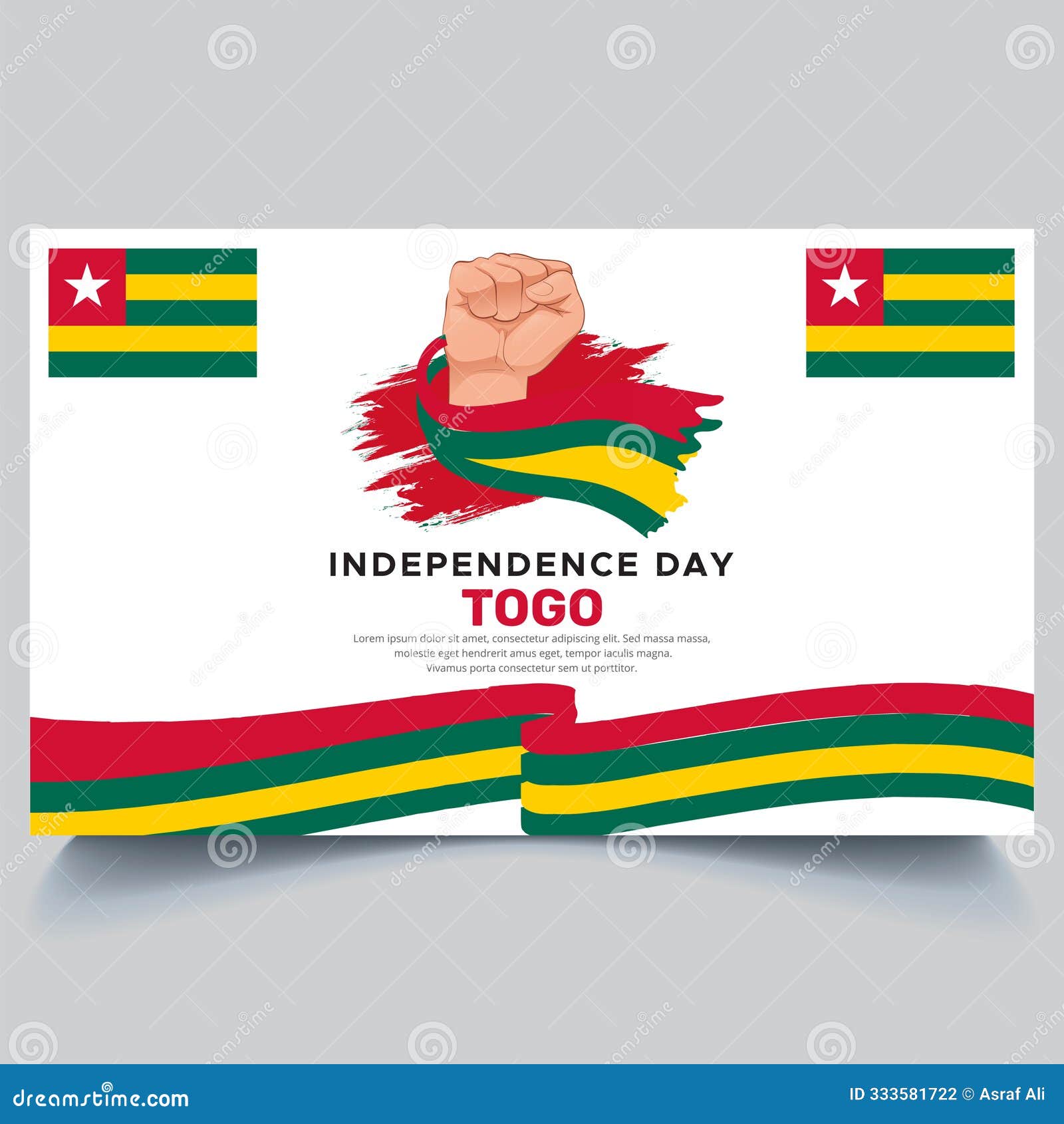 Happy Togo Independence Day Banner and Hand Flag Design Vector Stock ...