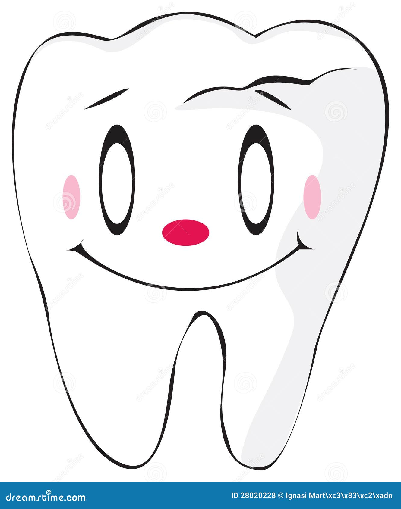 Big Happy Tooth Cartoon Smile Vector Illustration | CartoonDealer.com ...