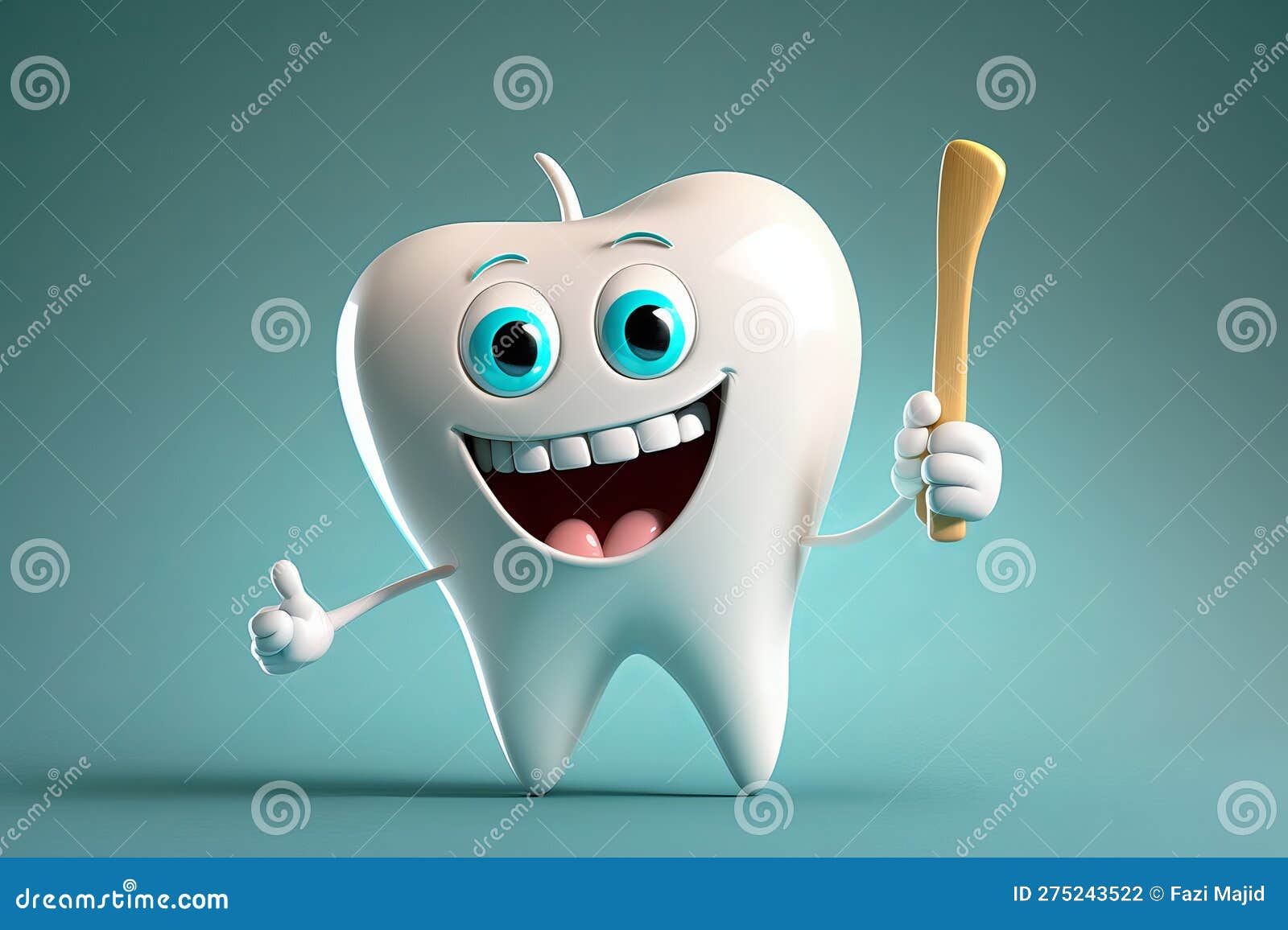 Happy Tooth Cartoon Character.Generative AI Stock Illustration ...