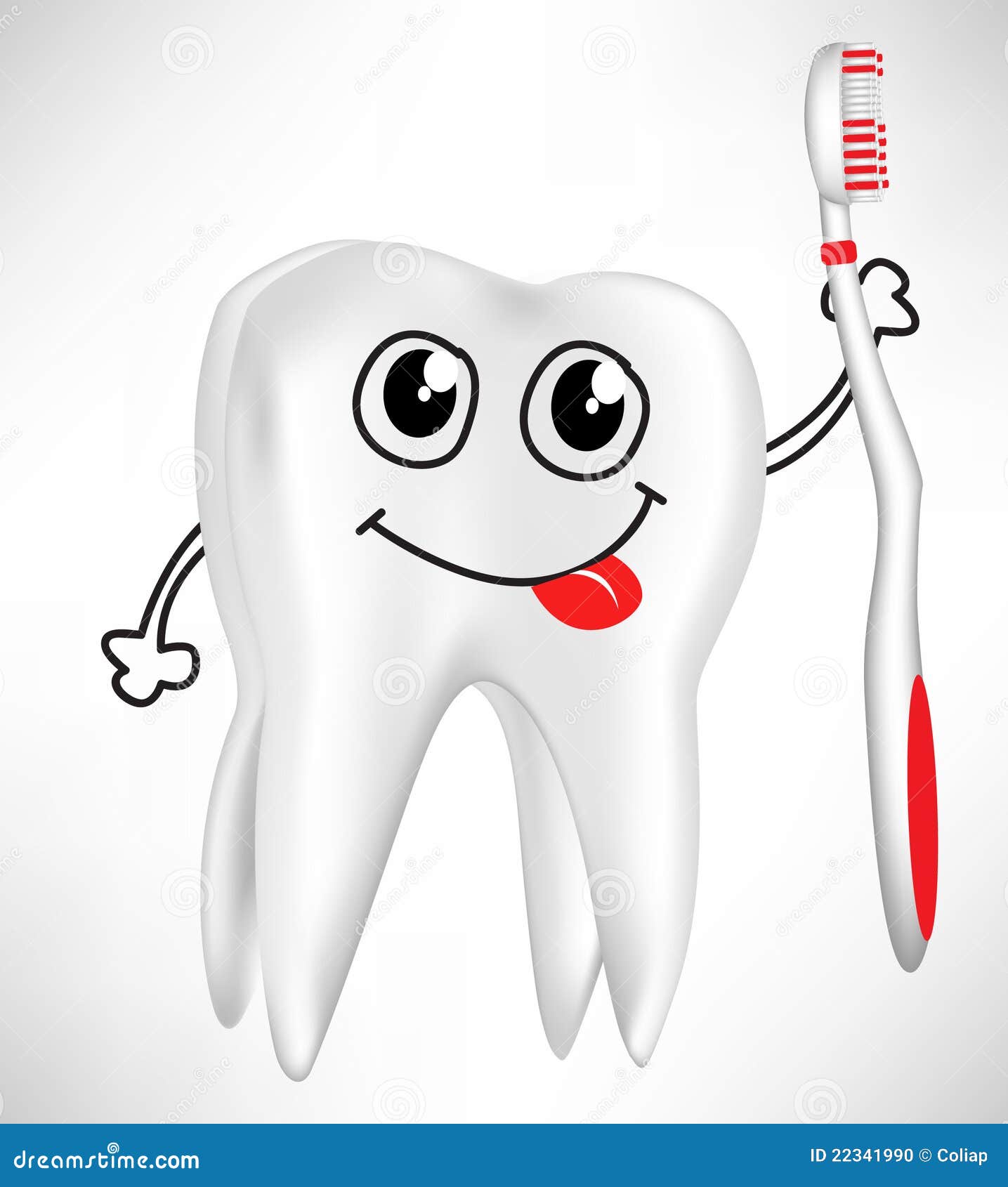 Happy Tooth Holding Toothbrush Stock Vector - Illustration of permanent ...