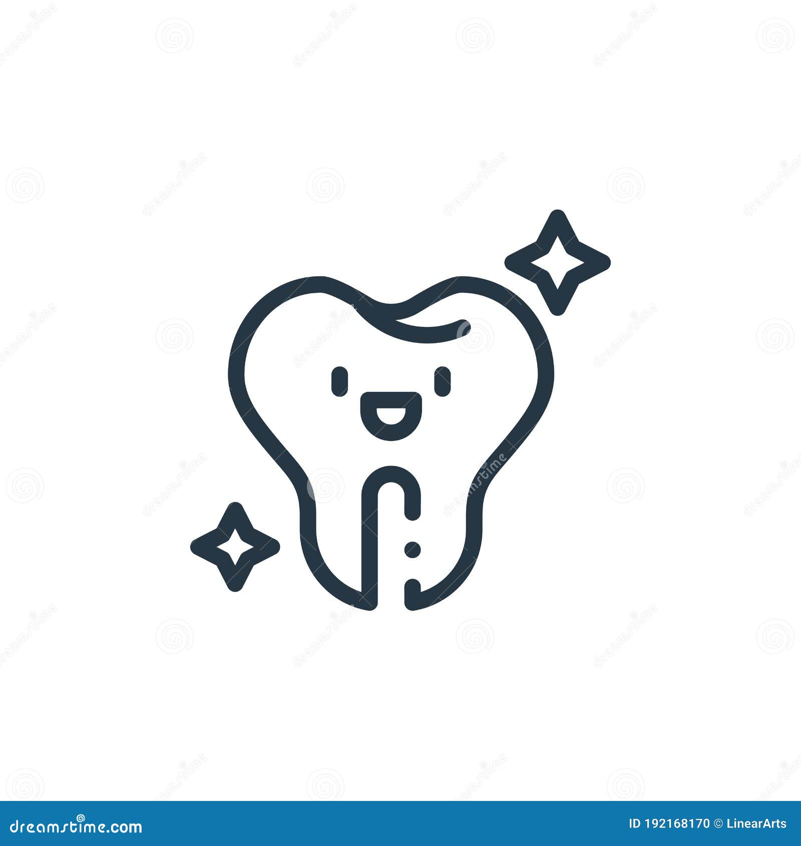 Happy Tooth Icon Vector from Dentist Concept. Thin Line Illustration of ...