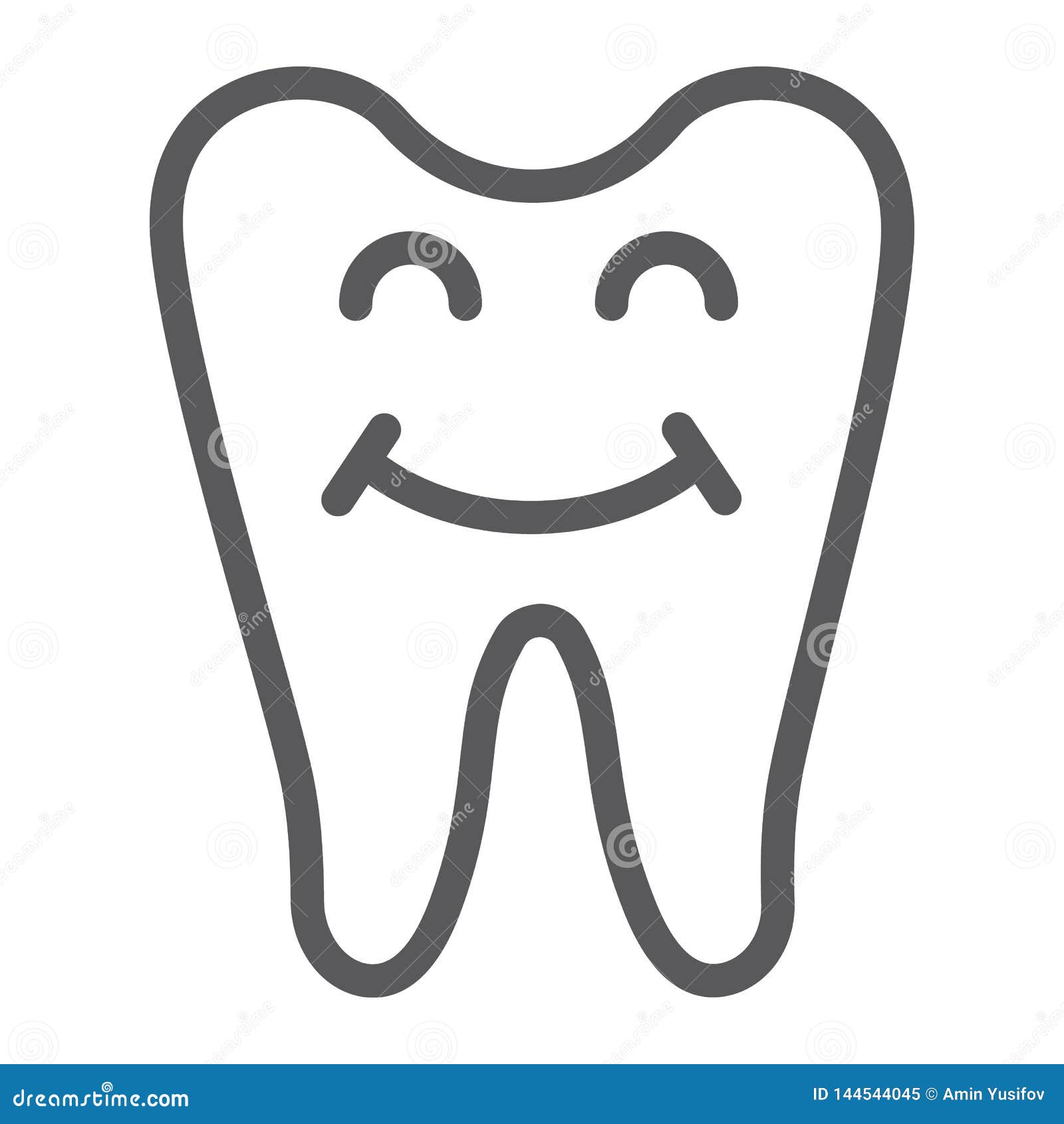 Happy Tooth Line Icon, Teeth and Dentistry, Smiling Tooth Sign, Vector ...