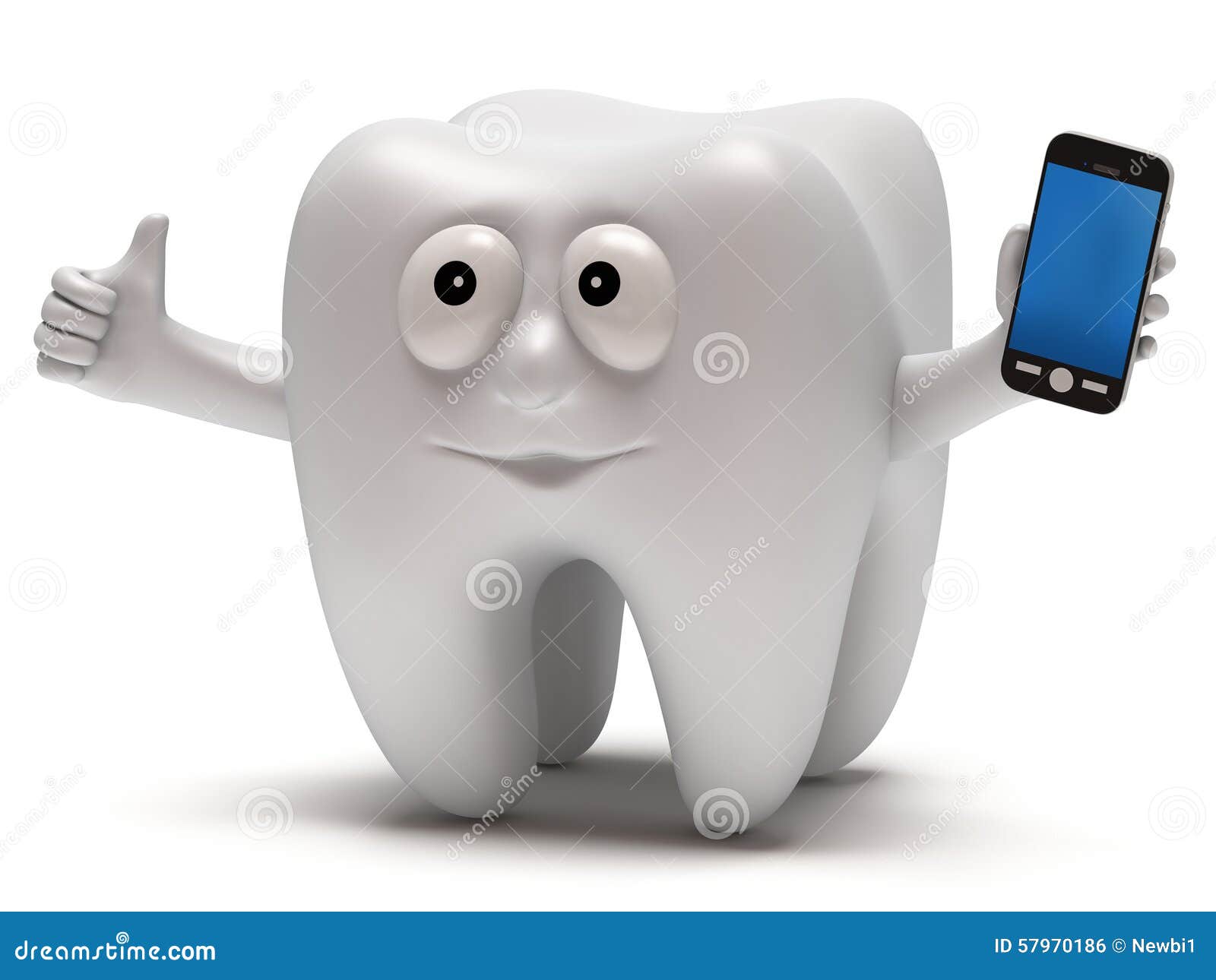 Happy Tooth with Smartphone. Stock Illustration - Illustration of ...