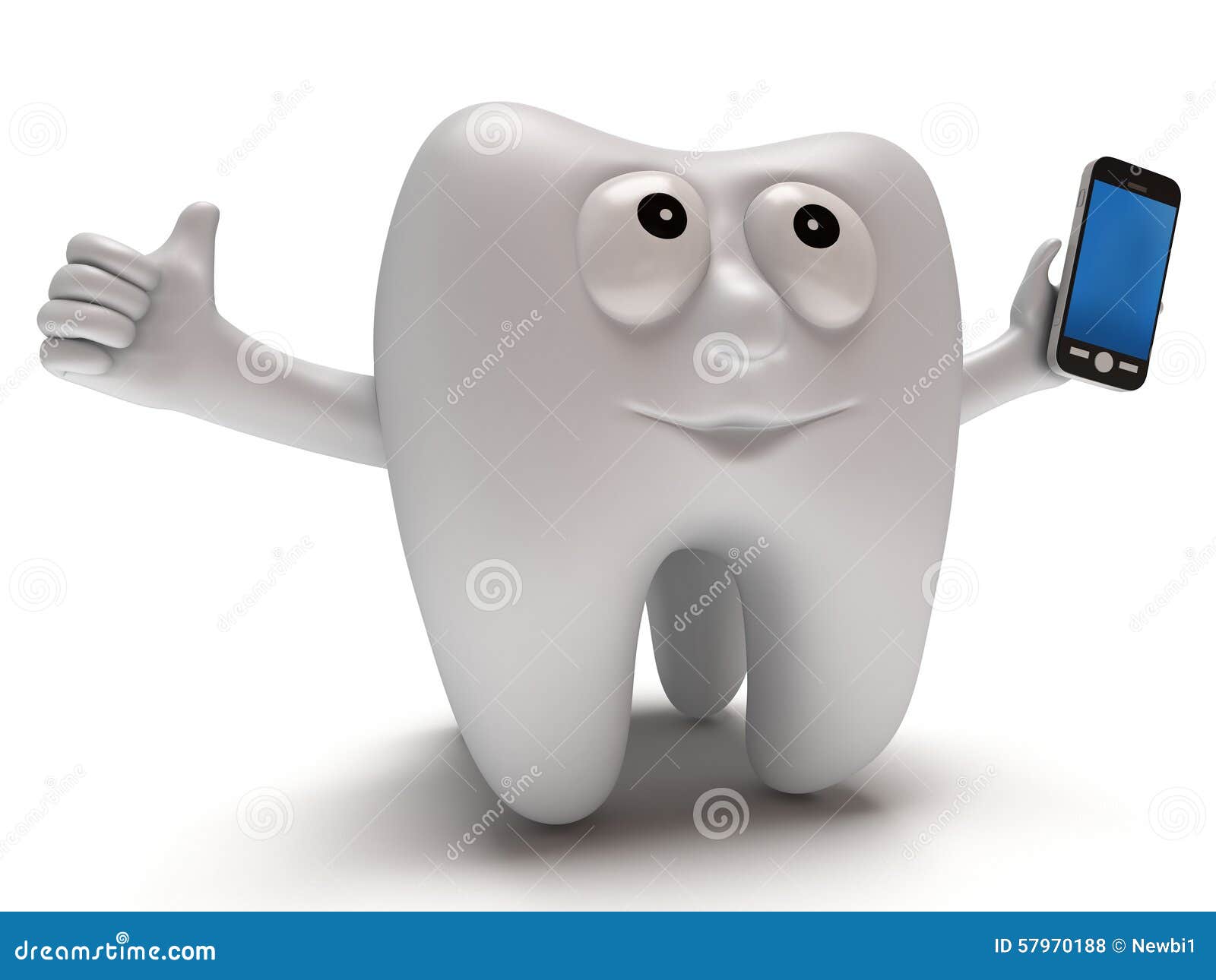 Happy Tooth with Smartphone. Stock Illustration - Illustration of molar ...
