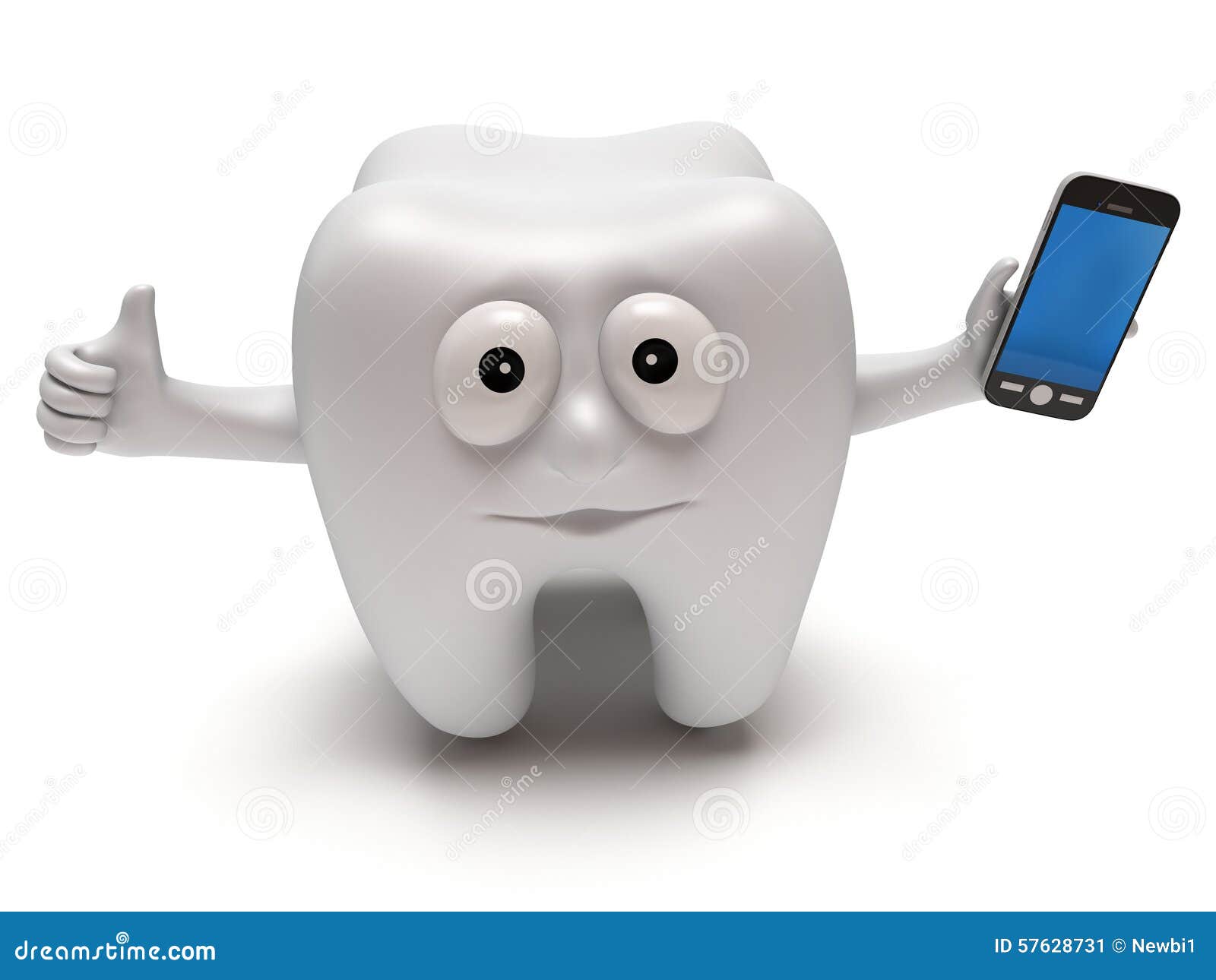 Happy Tooth with Smartphone. Stock Illustration - Illustration of mouth ...