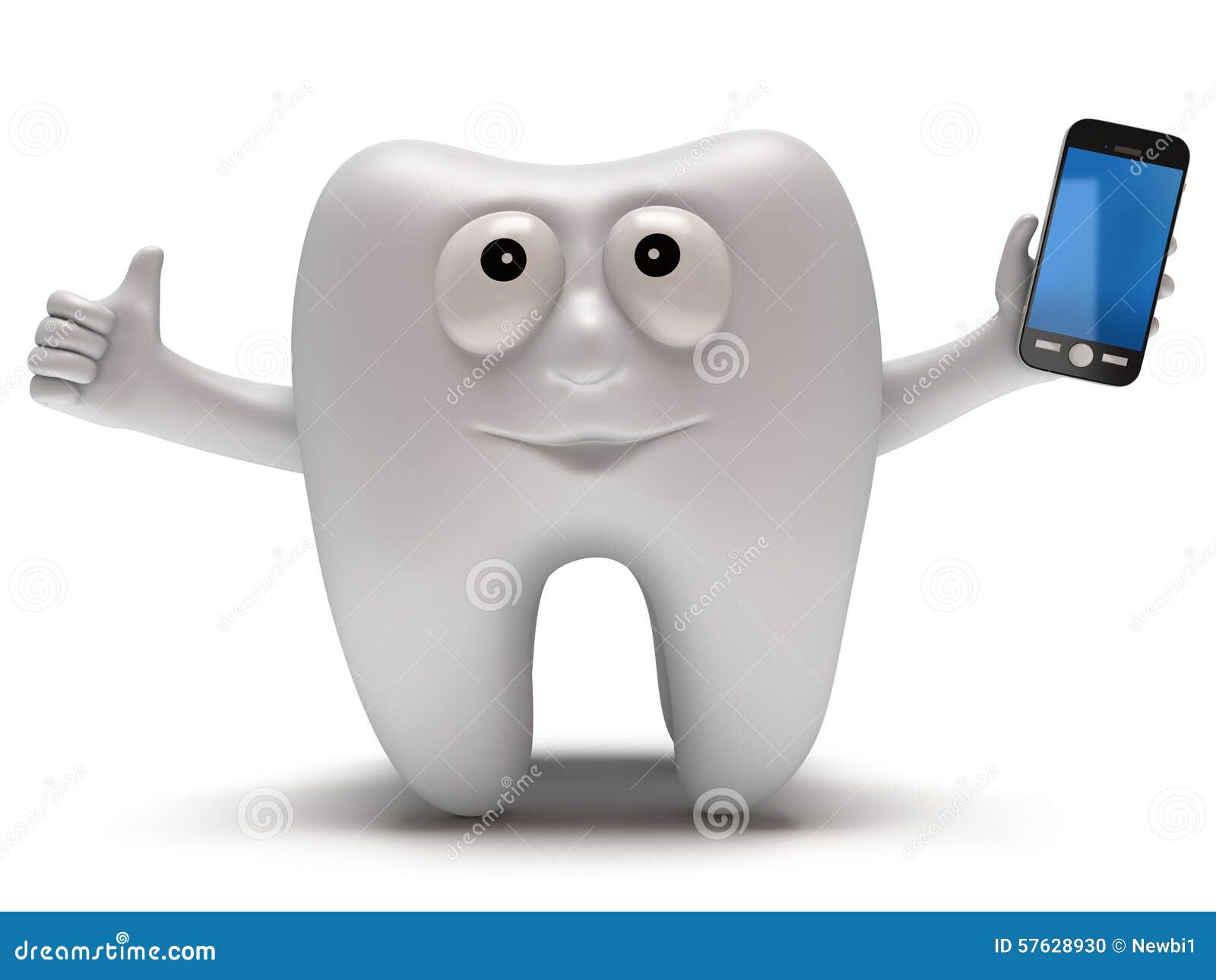 Happy Tooth with Smartphone. Stock Illustration - Illustration of ...