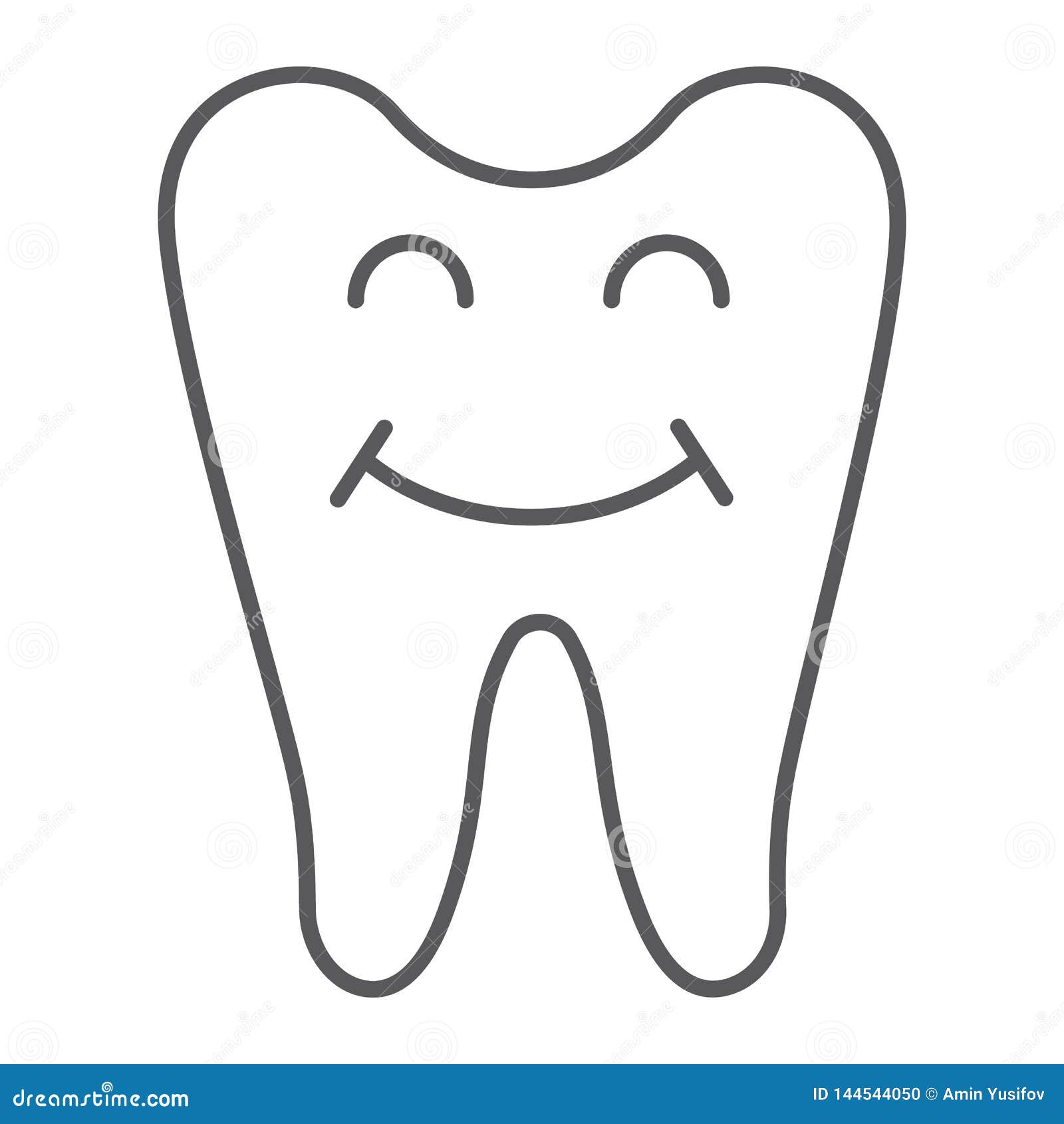 Happy Tooth Thin Line Icon, Teeth and Dentistry, Smiling Tooth Sign ...