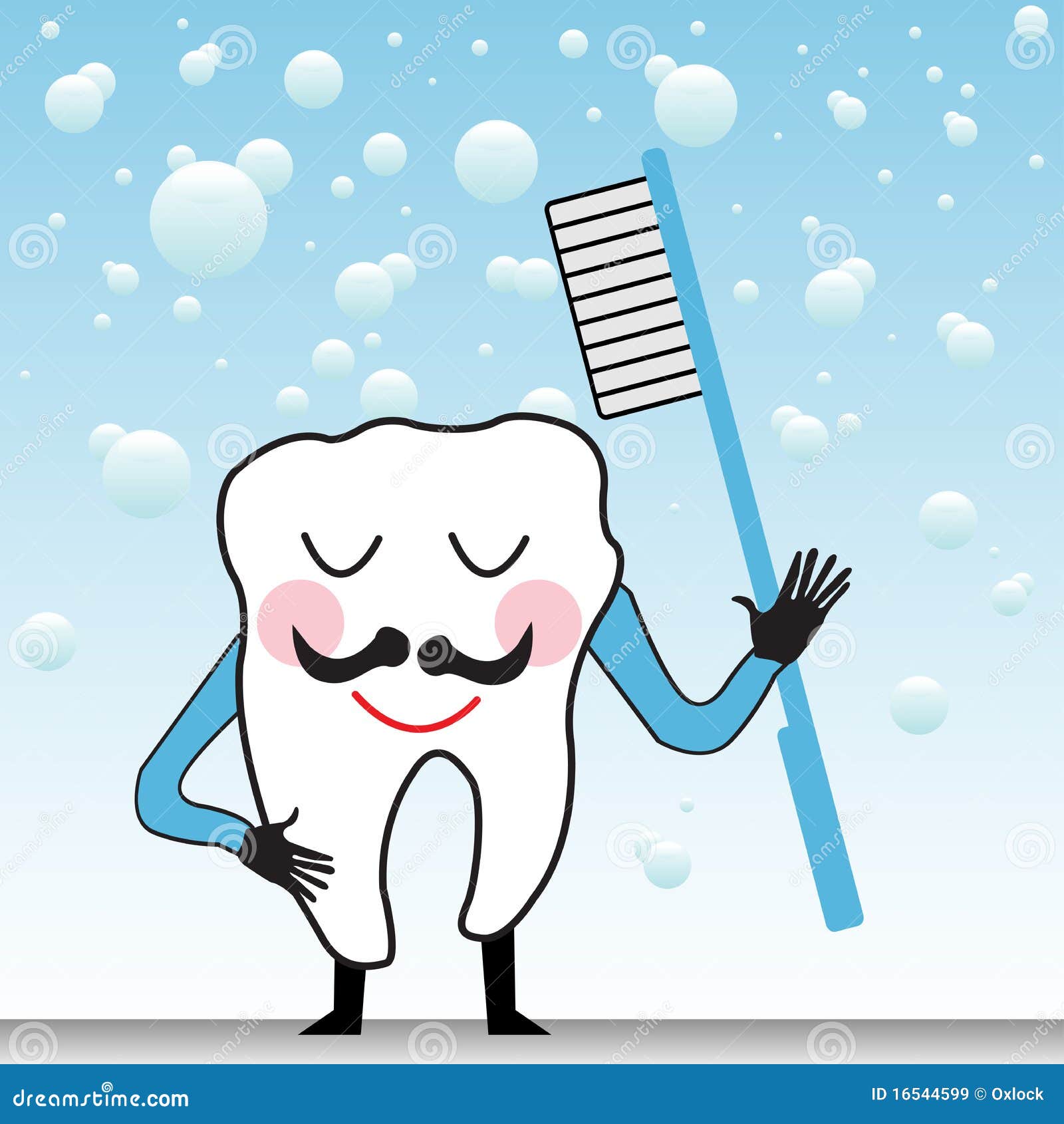 Happy Tooth with Toothbrush Stock Vector - Illustration of brushing ...