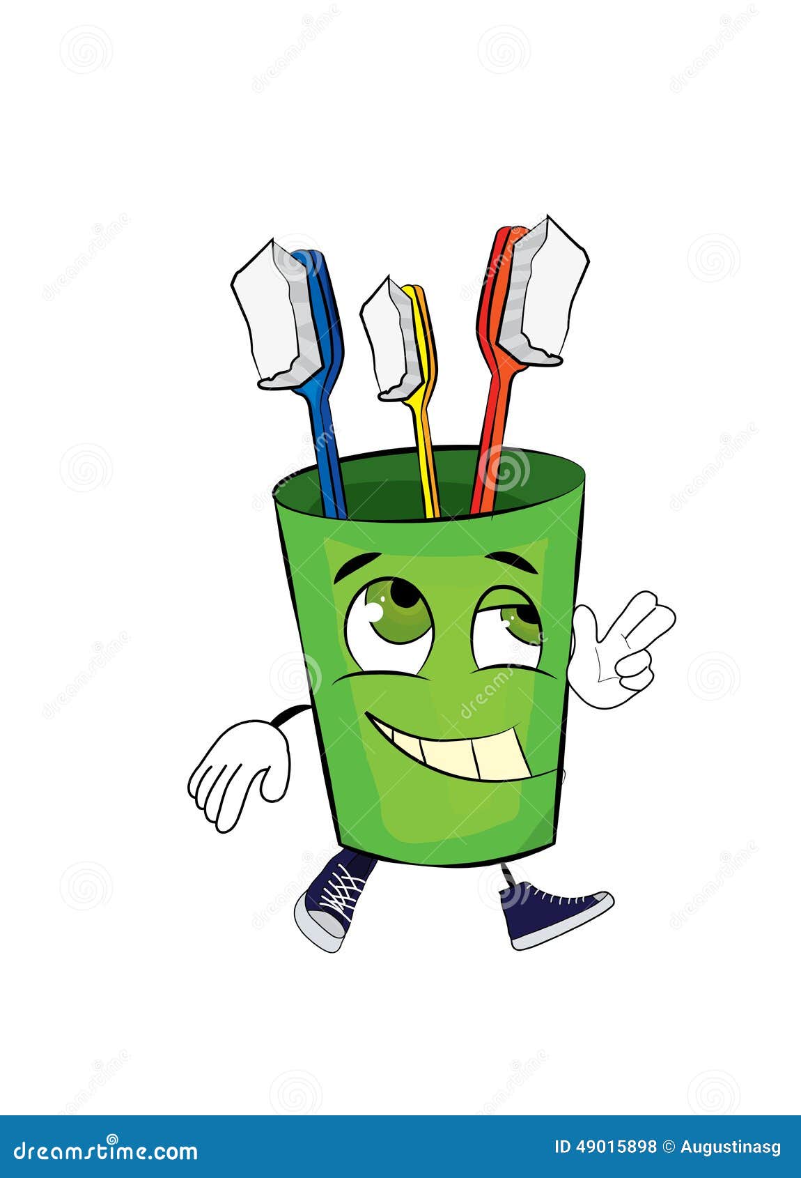 Happy Toothbrushes In A Cup Cartoon | CartoonDealer.com #49015898