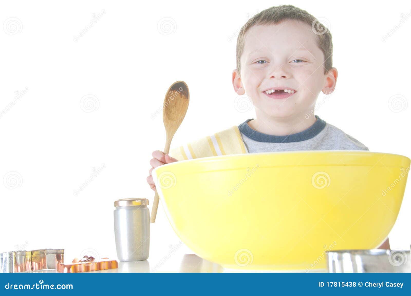 Happy Toothless Boy Cooking Stock Photo - Image of stirring, sweet ...