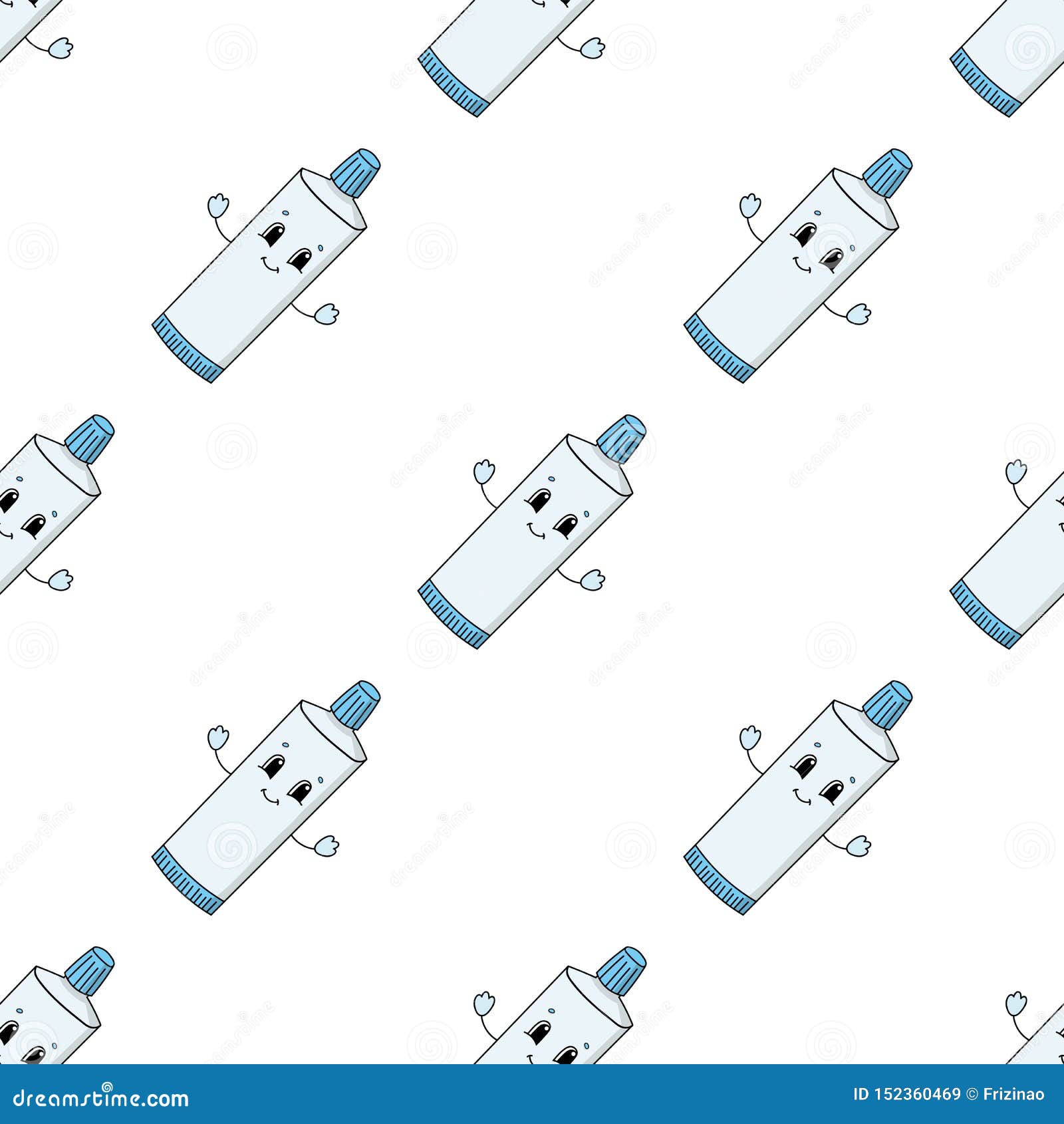 Happy Toothpaste. Colored Seamless Pattern with Cute Cartoon Character ...