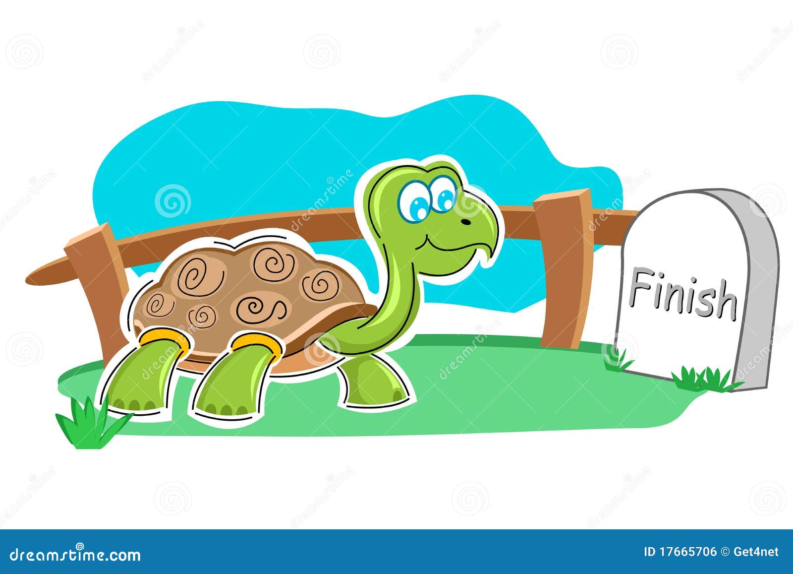 Happy Tortoise with Finish Stone Stock Illustration - Illustration of ...