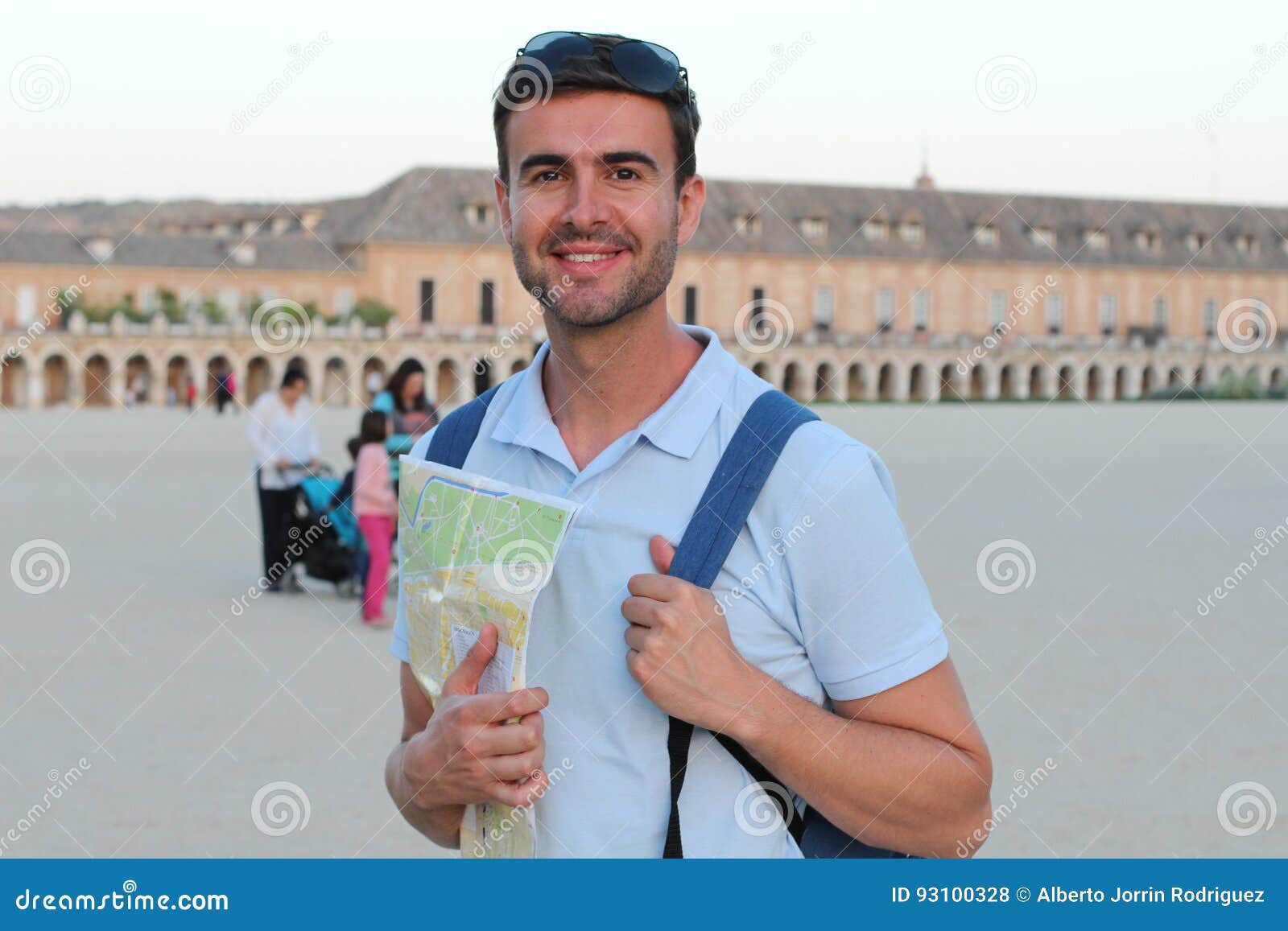 Happy Tourist Smiling at Camera Stock Photo - Image of holding, holiday ...