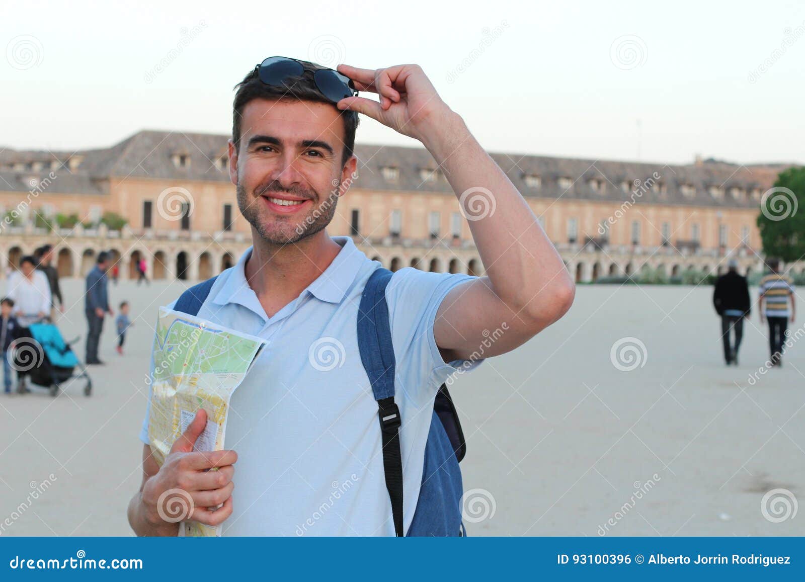 Happy Tourist Smiling at Camera Stock Photo - Image of model, alone ...