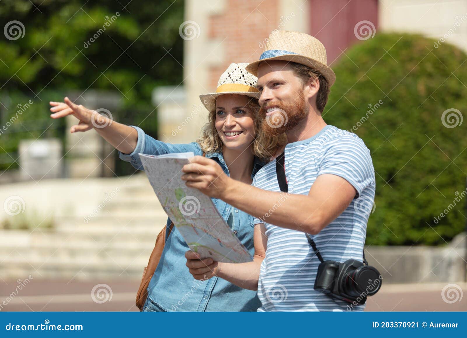 Happy Tourists Sightseeing City with Map Stock Image - Image of journey ...
