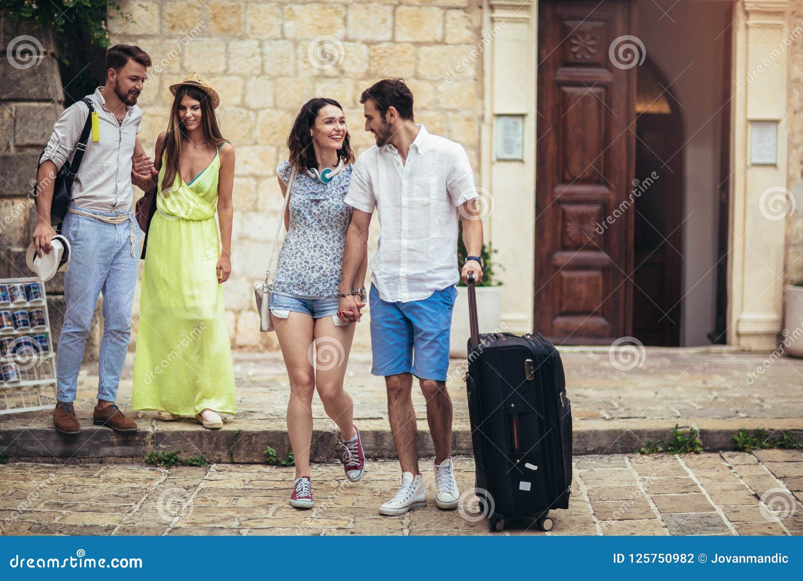 Happy Tourists Sightseeing in City Stock Photo - Image of group ...