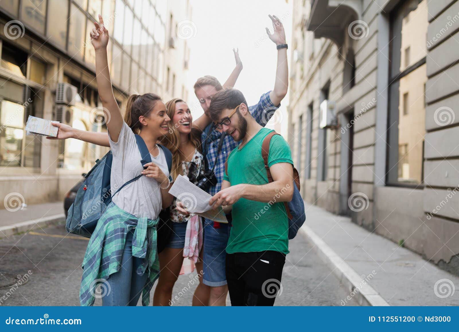 Happy Tourists Travelling and Sightseeing Stock Photo - Image of person ...