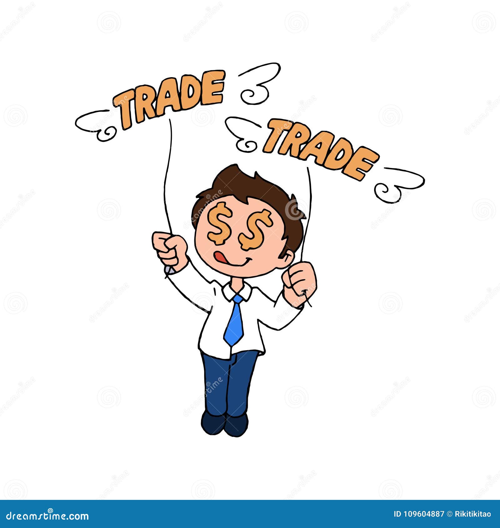 Happy Trader stock vector. Illustration of character - 109604887
